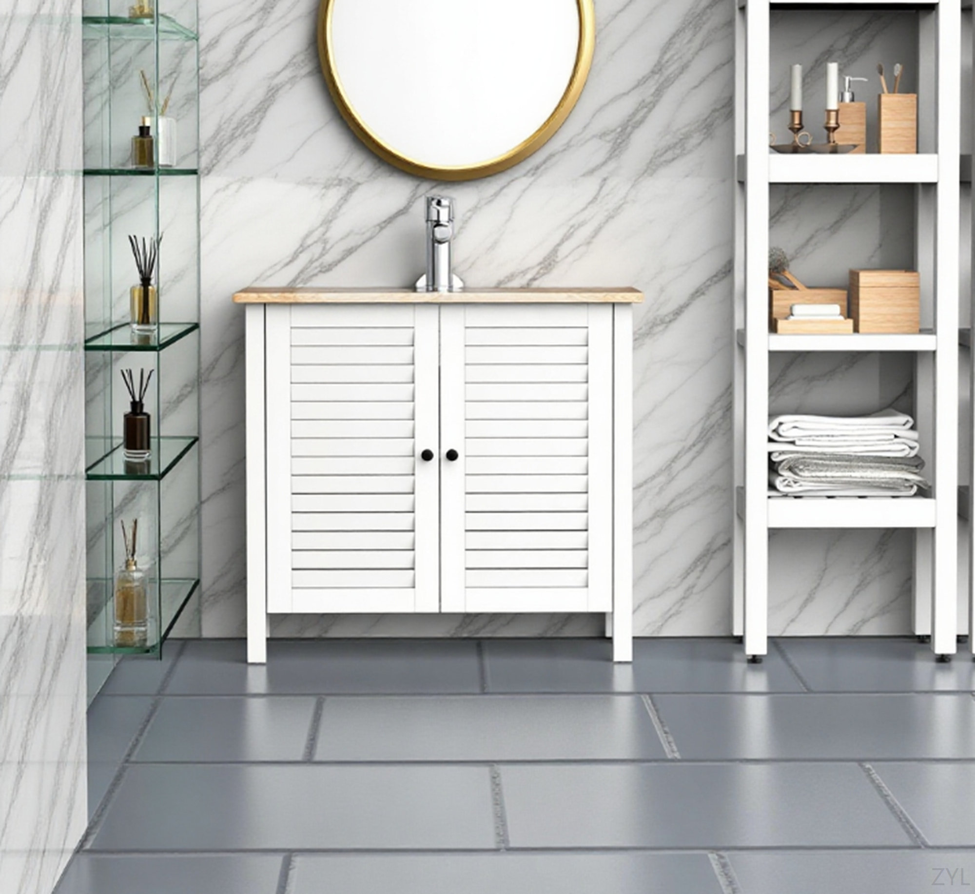 Ebern Designs Undersink Restroom Anti-Slip Storage Basin | Wayfair