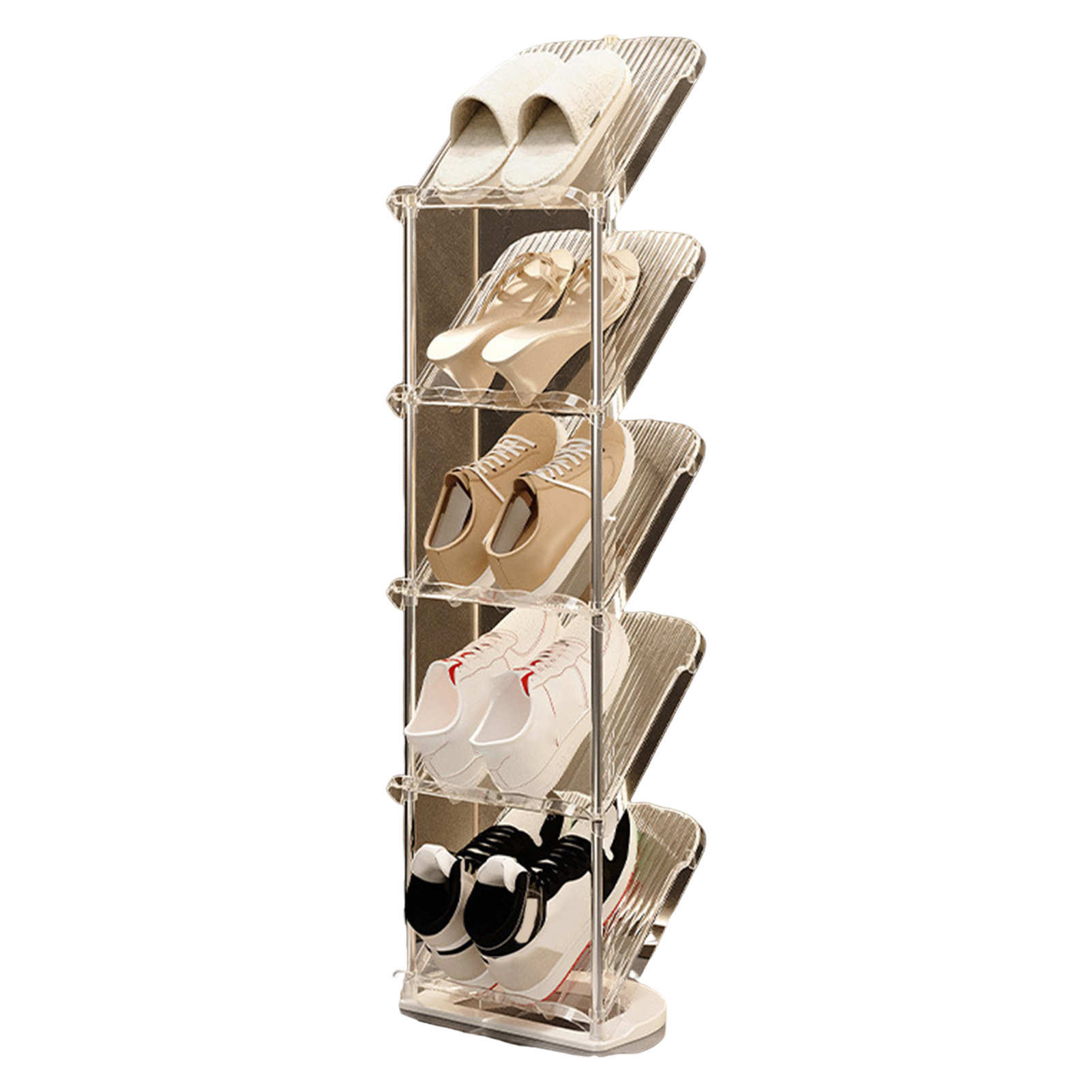Rebrilliant 1 Set Shoe Rack 2/3/4/5 Tiers 45 Degree Sloping Entryway ...