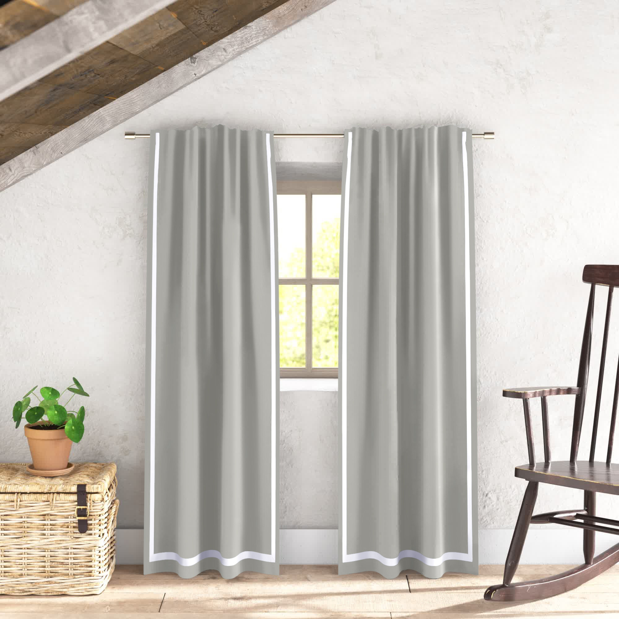 Birch Lane™ Nico 100% Cotton Solid Blackout Thermal Rod Pocket Curtain ...