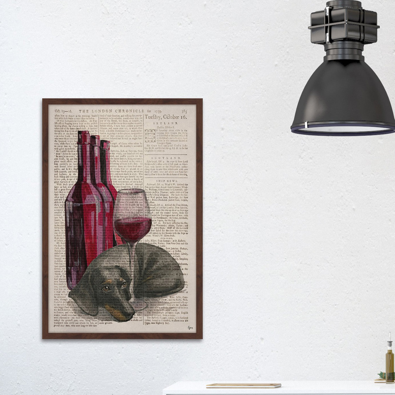Latitude Run® 'Weiner Dog Wine' Framed Graphic Art Print | Wayfair