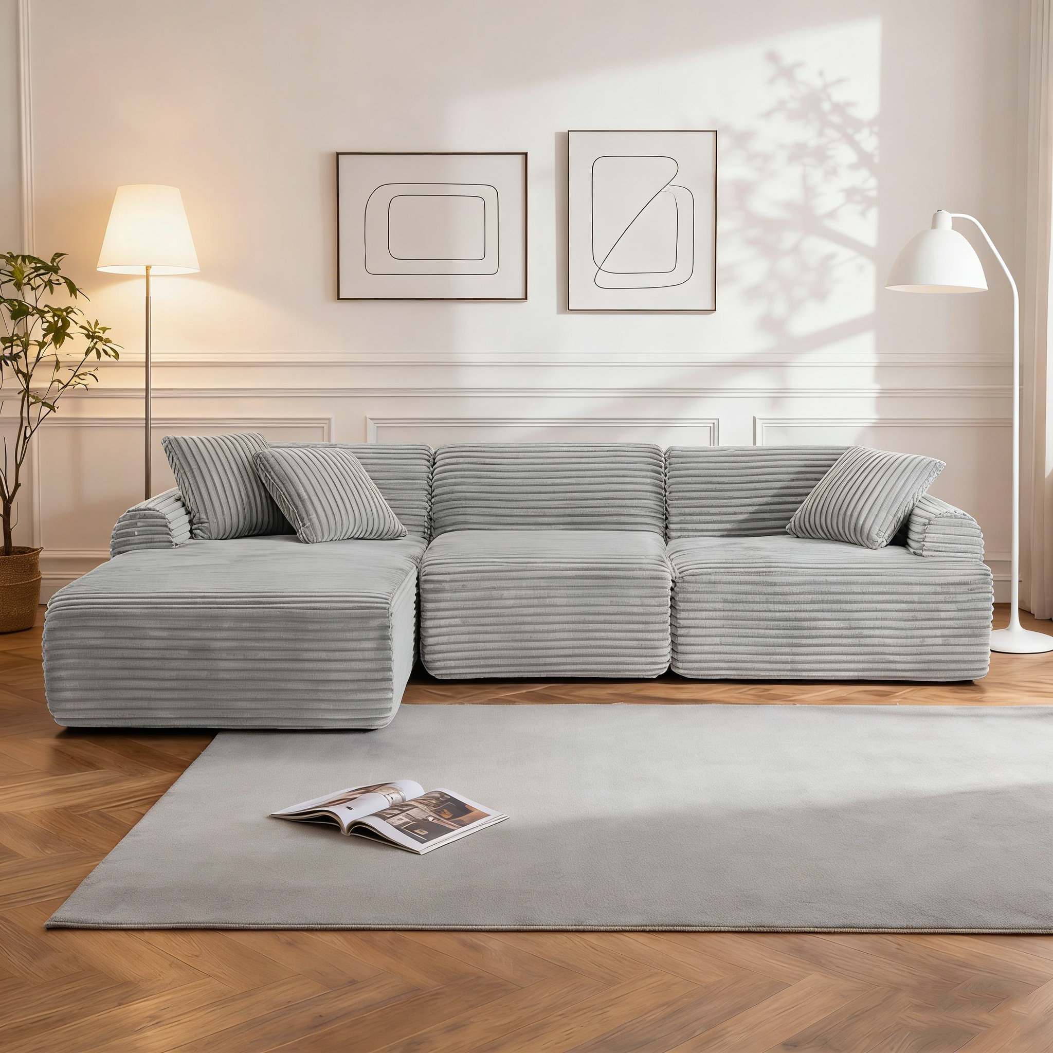 Wrought Studio™ 105'' Modular Sectional Sofa Couch ,Boneless Couch ...