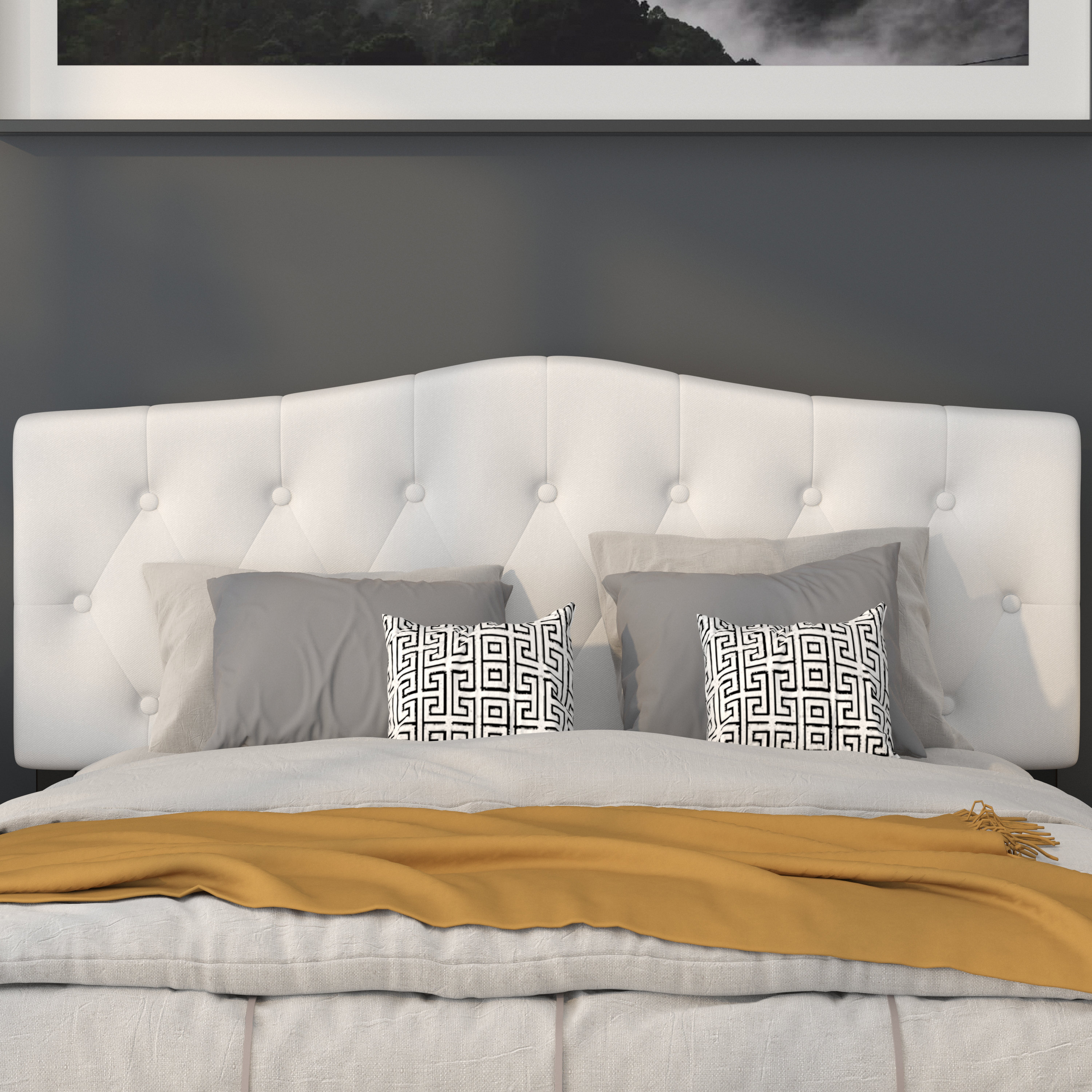 Charlton Home® Ciriaca Arched Button Tufted Upholstered Headboard ...