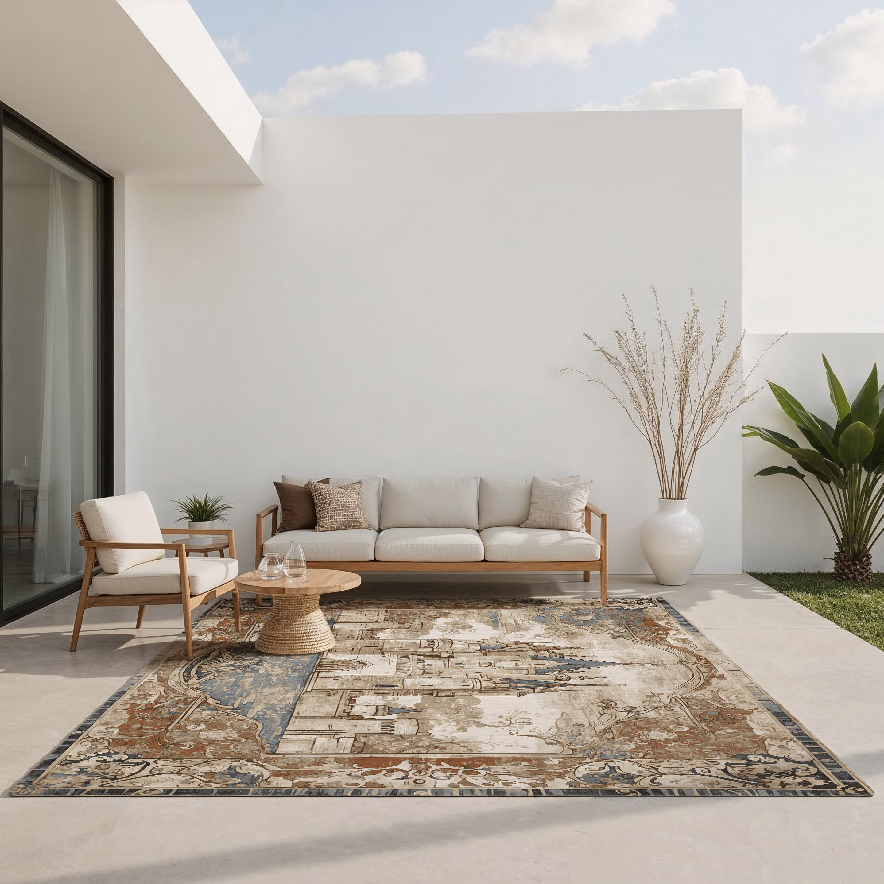 Fleur De Lis Living Ivory Towers Indoor And Outdoor Area Rug | Wayfair