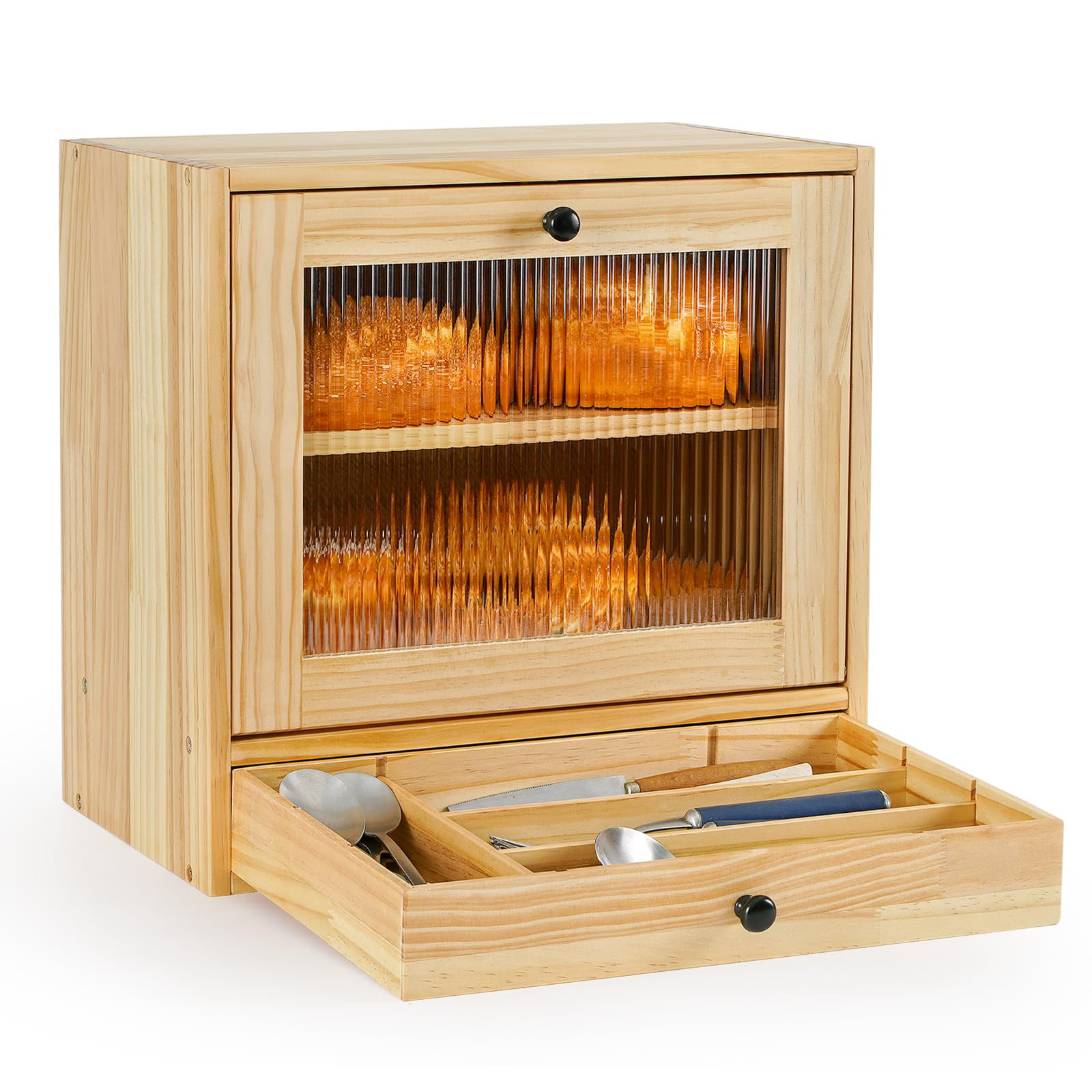 Hokku Designs 2 Layer Wooden Bread Storage Breadbox Holder | Wayfair