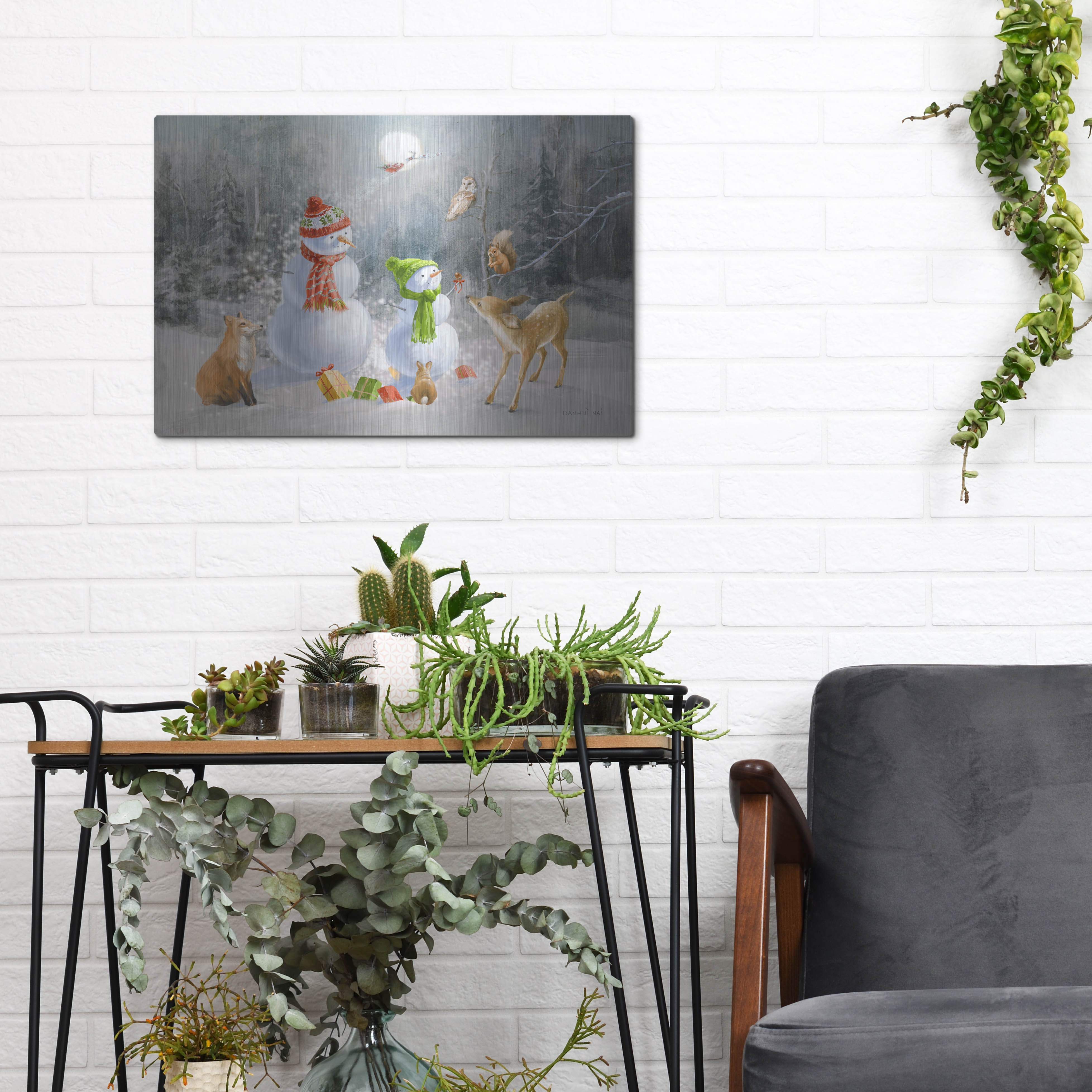 The Holiday Aisle® 'Woodland Snowmen' by Danhui Nai Metal Wall Art ...