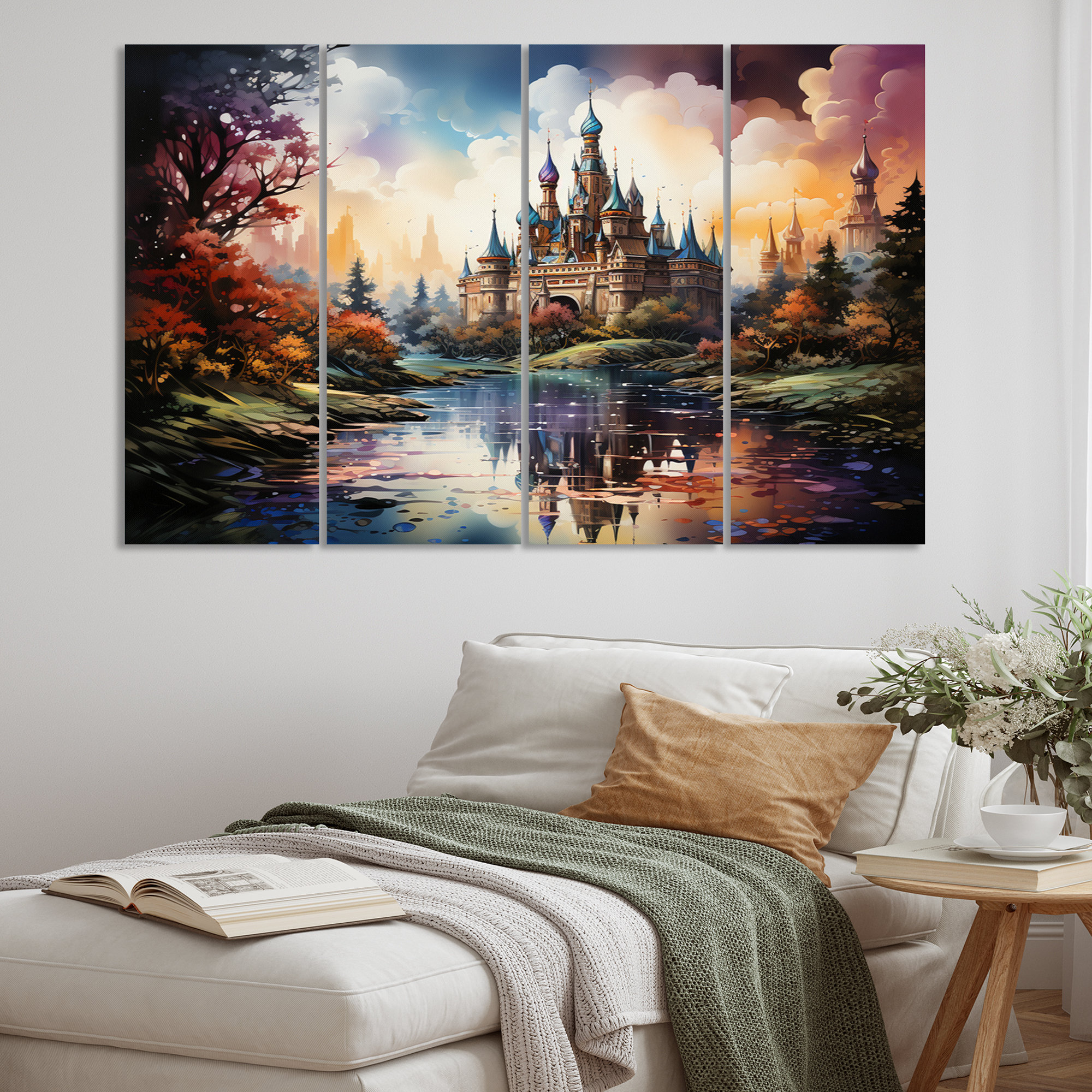 Design Art Castle Magic Castle Tapestry - Architecture Wall Art Print ...