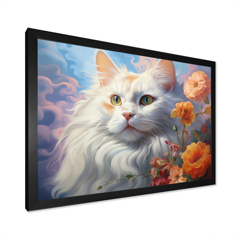 Winston Porter Portrait Of A Gracious Cat With Flowers On Canvas Print ...