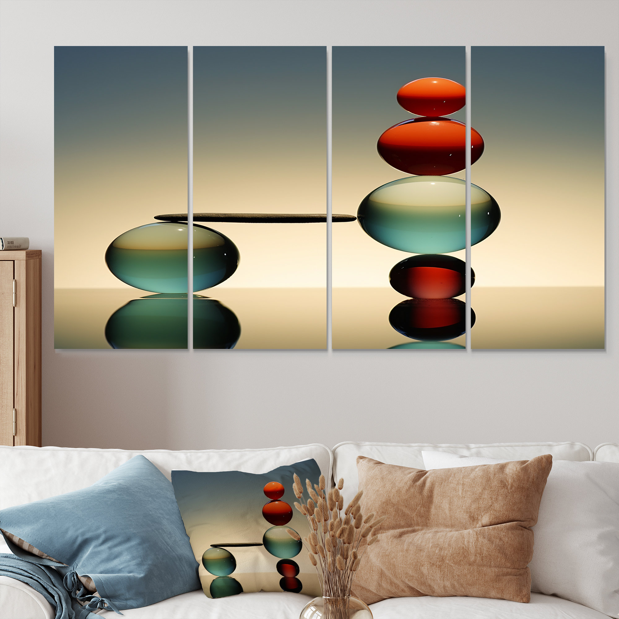 Latitude Run® Minimal Zen Turquoise Red Balance - Spiritual Stone Wall ...