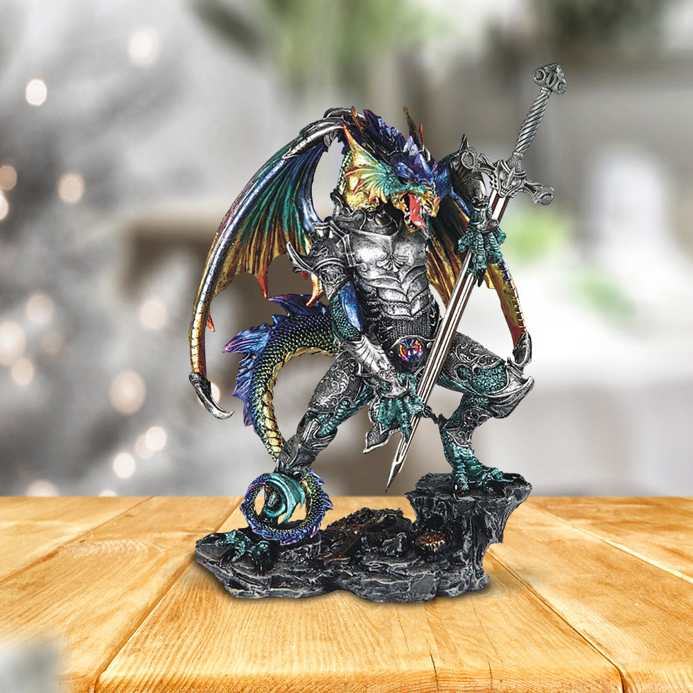 Trinx Jeniene 12"H Blue and Green Dragon Figurine Unique Gifts | Wayfair