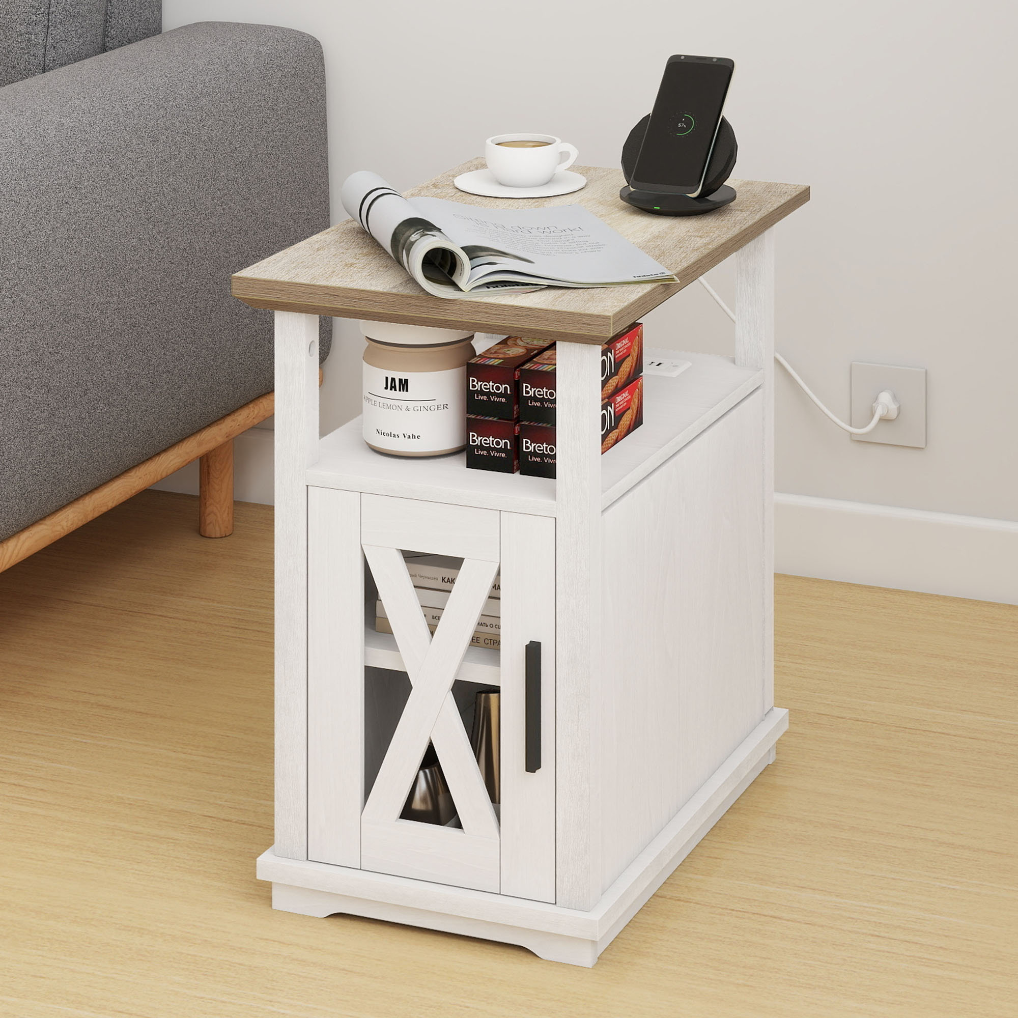 Laurel Foundry Modern Farmhouse Dotson Farmhouse End Table with Power ...