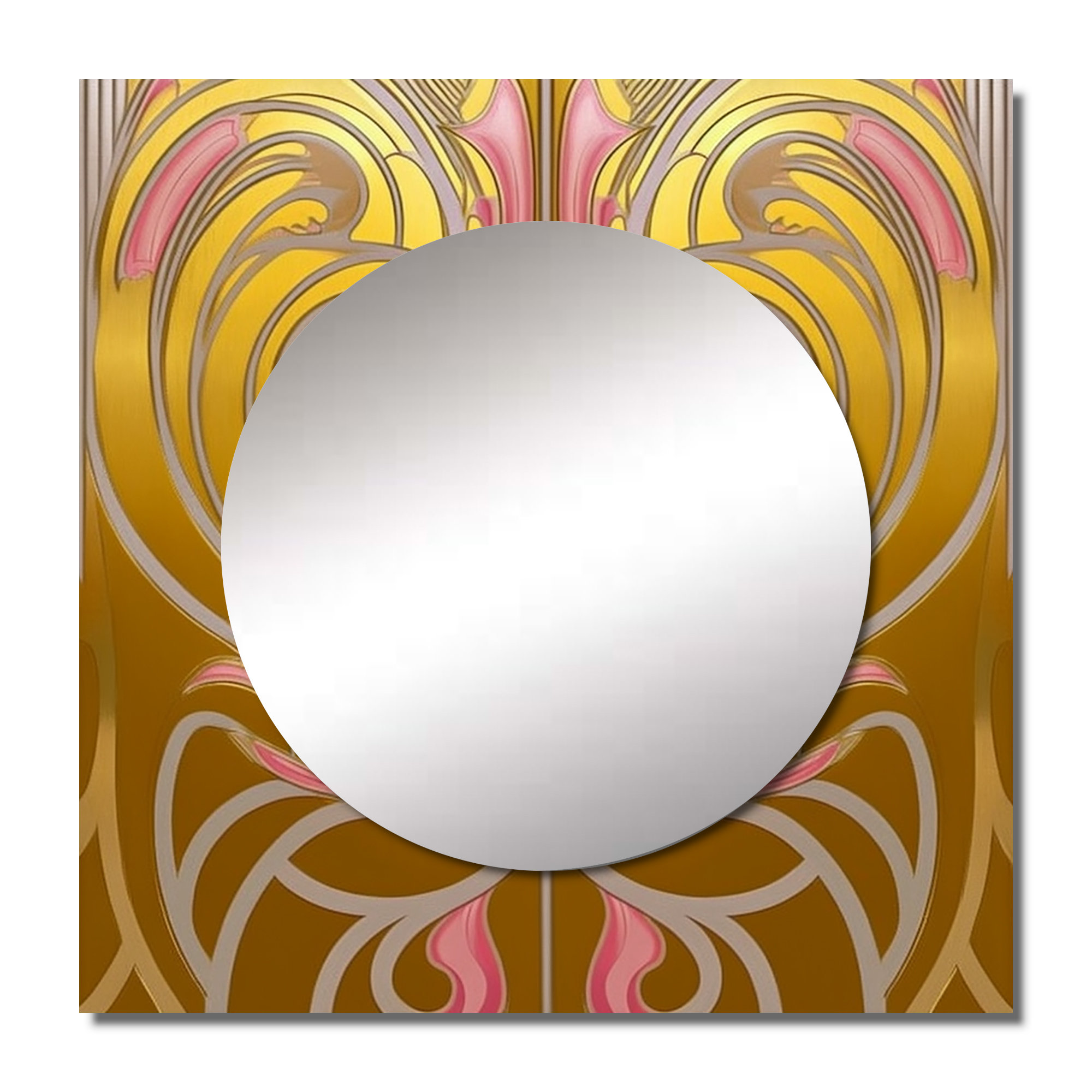 Design Art Art Nouveau Geometry In Gold And Pink - Modern Geometric ...