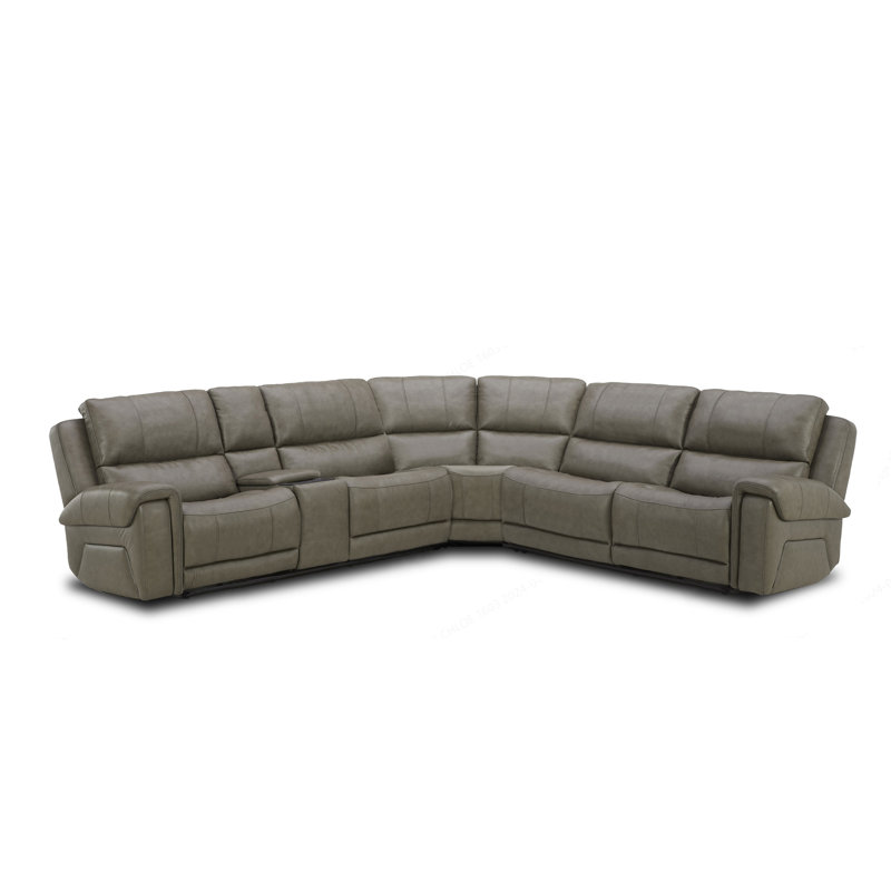 Southern Motion Brook Triple Power Leather Reclining Sectional with BT ...