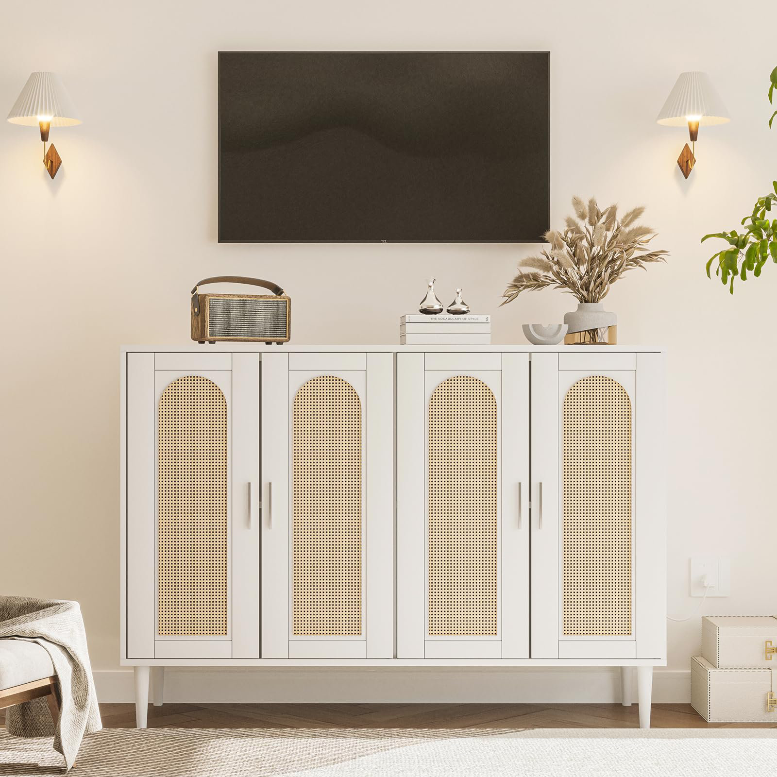 Bay Isle Home™ 48" Rattan Sideboard Buffet Cabinet With 4 Doors ...