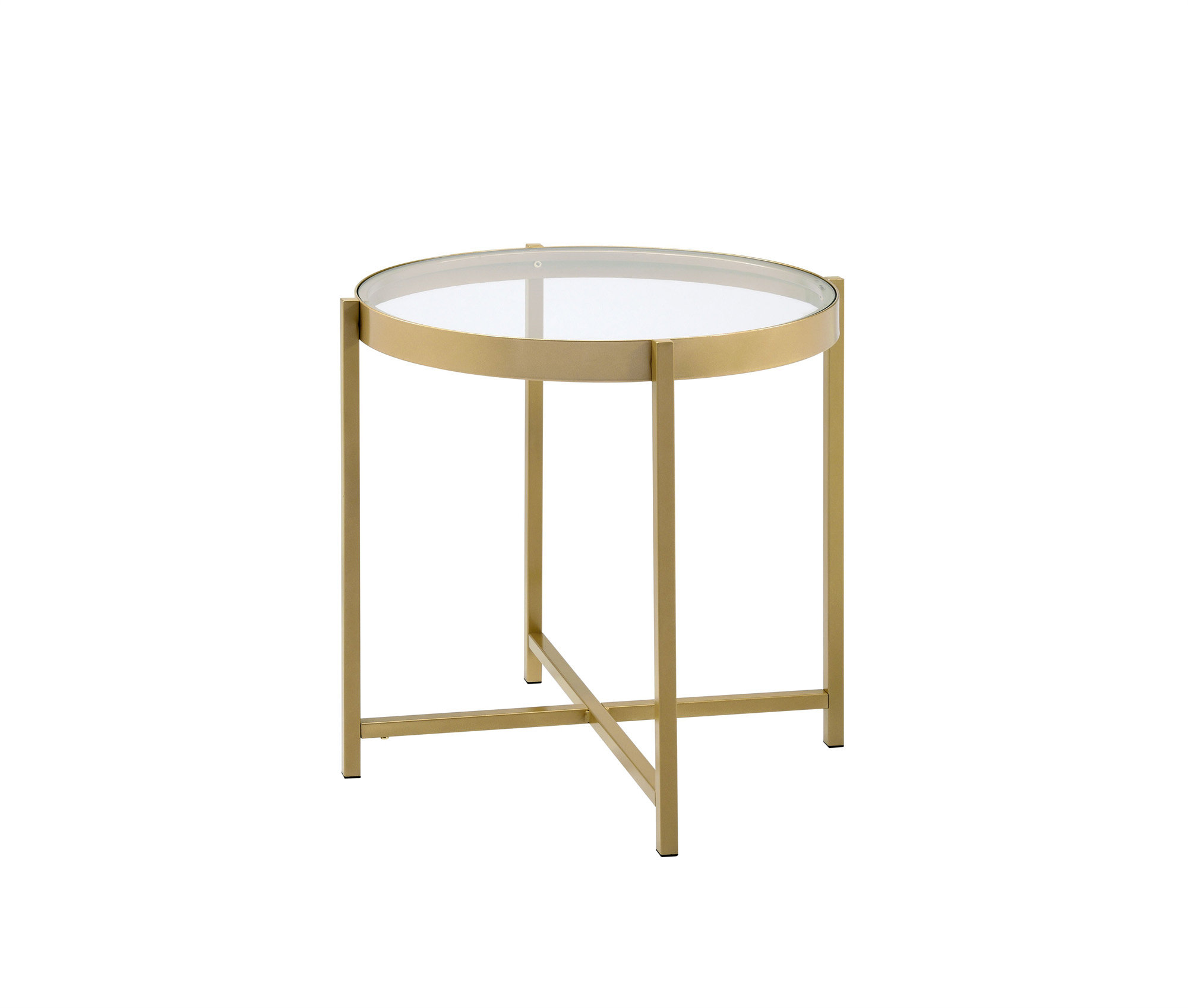Mercer41 Charrot Clear Glass Top & Gold Finish End Table | Wayfair