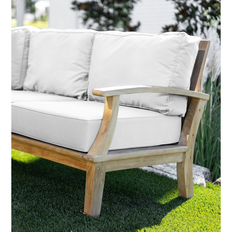 Rosecliff Heights Galvan 56.94'' Teak Outdoor Patio Sofa | Wayfair