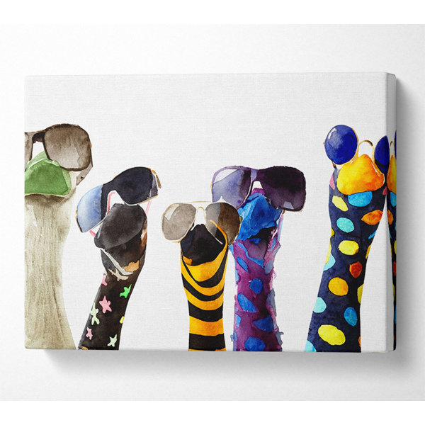 Happy Larry Sock Puppets With Shades Canvas Watercolour | Wayfair.co.uk