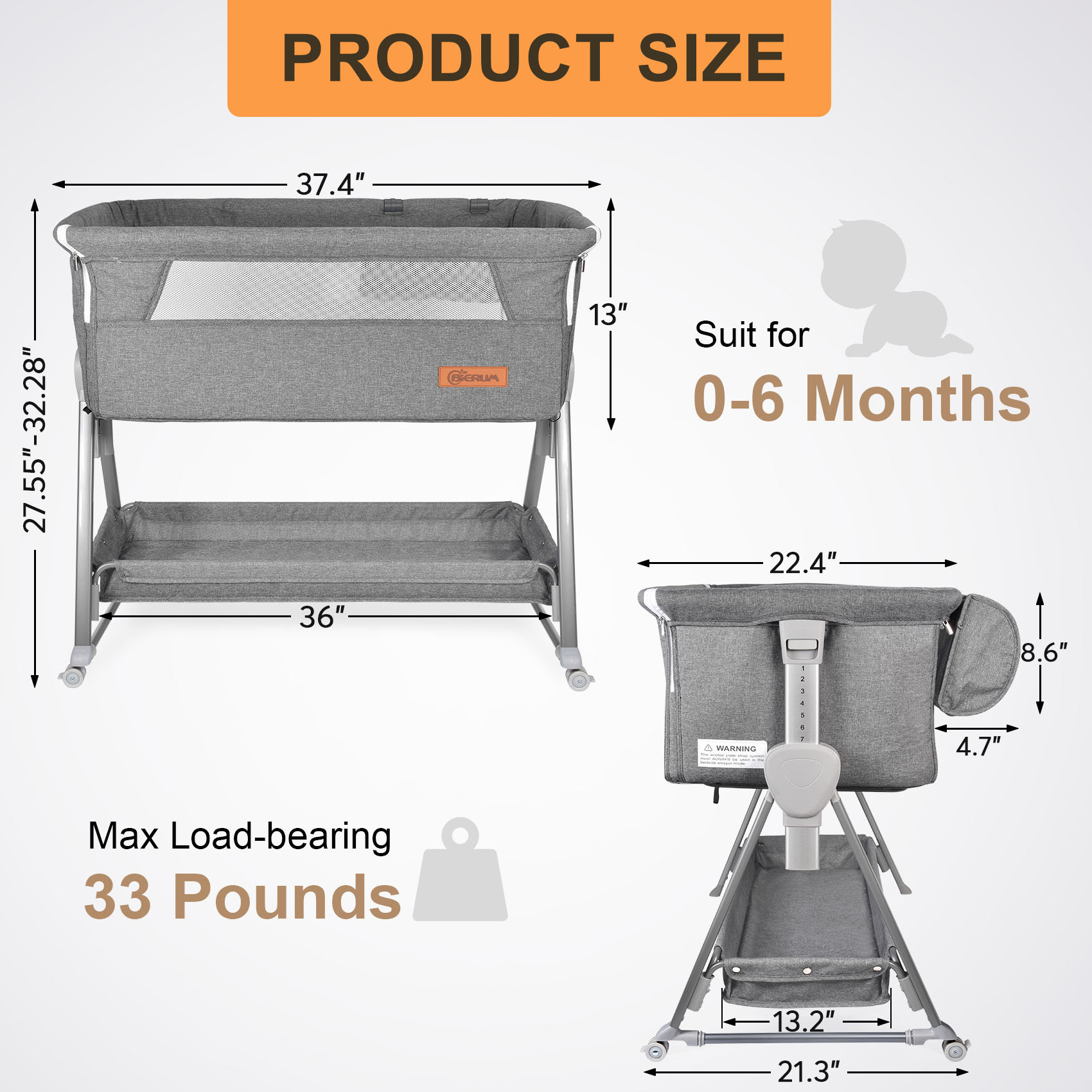 Suteck Baby Bassinet And Bedside Sleeper For Baby , 7 Height Adjustable ...