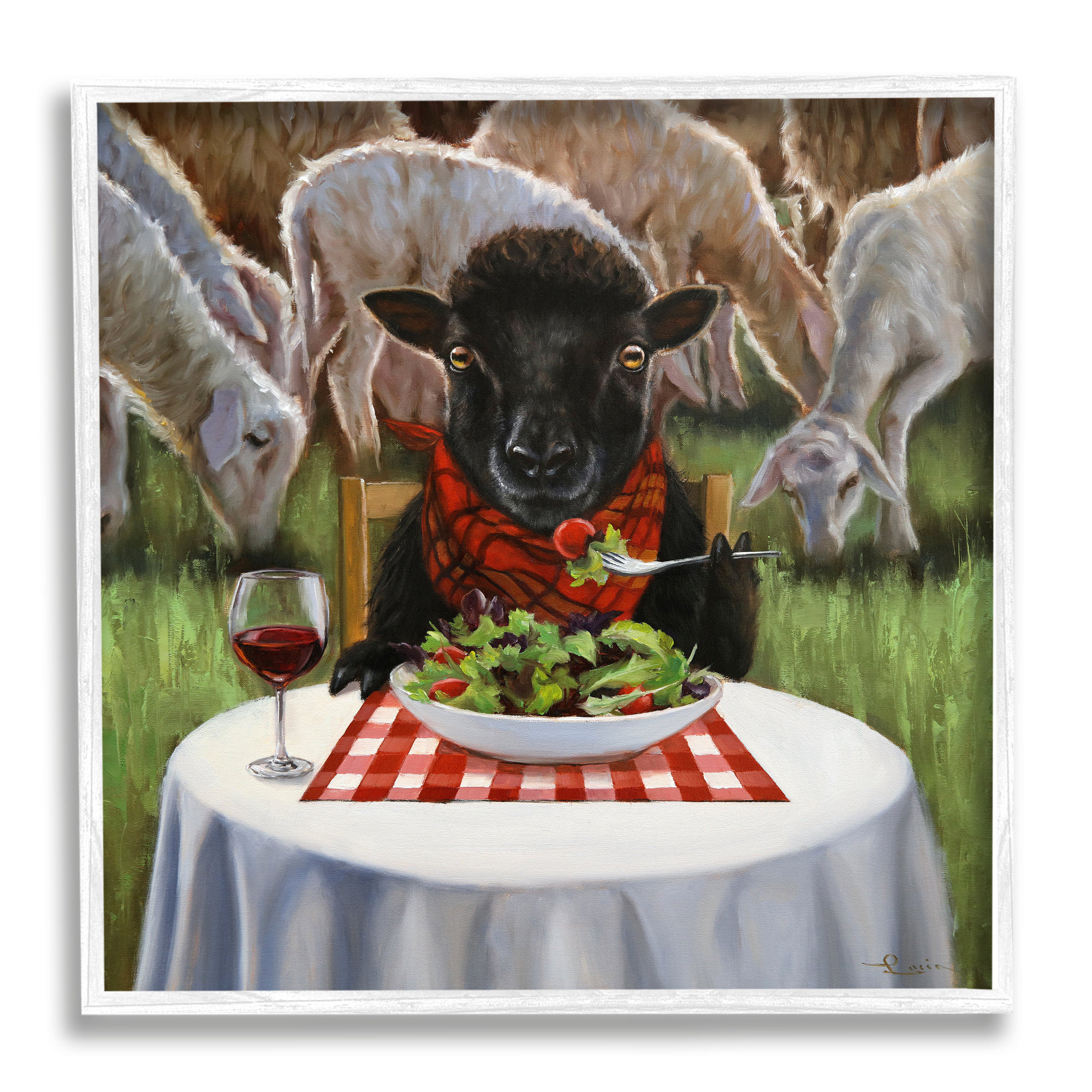 Stupell Industries Classy Black Sheep Dining Rural Farm Framed Giclee ...