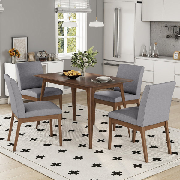 George Oliver 5-Piece Dining Table Set With One Solid Wood Frame Table ...
