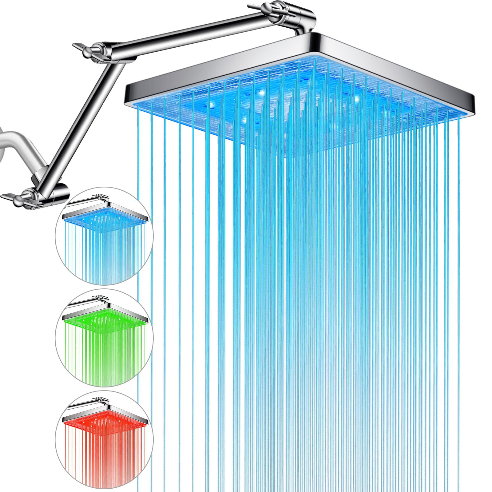 SEASONAL COLLECTIONS, LLC Shower Head, LED Rain Shower Head With ...