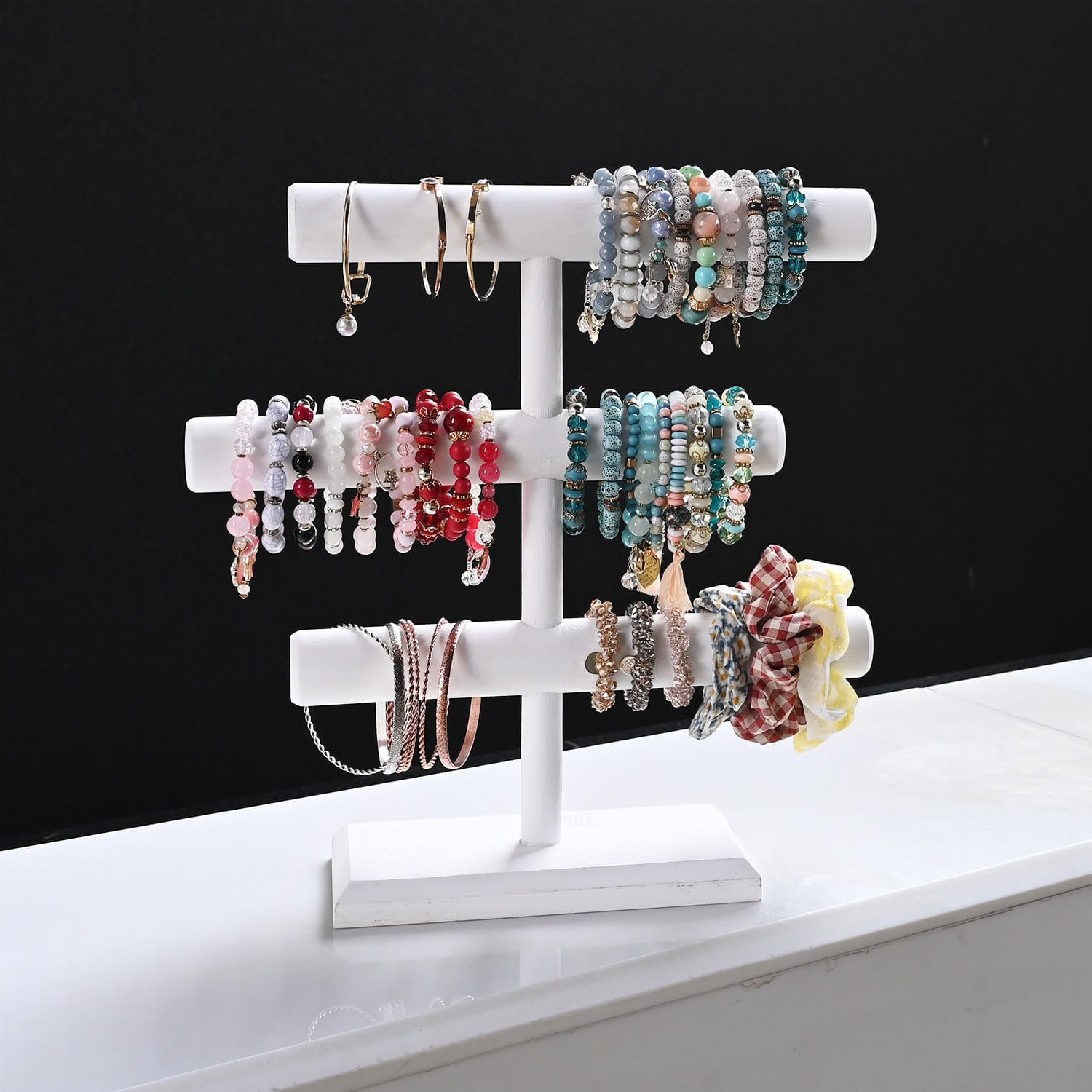 Ebern Designs Free Assembly 3-Tier Wooden Jewelry Display Stand | Wayfair