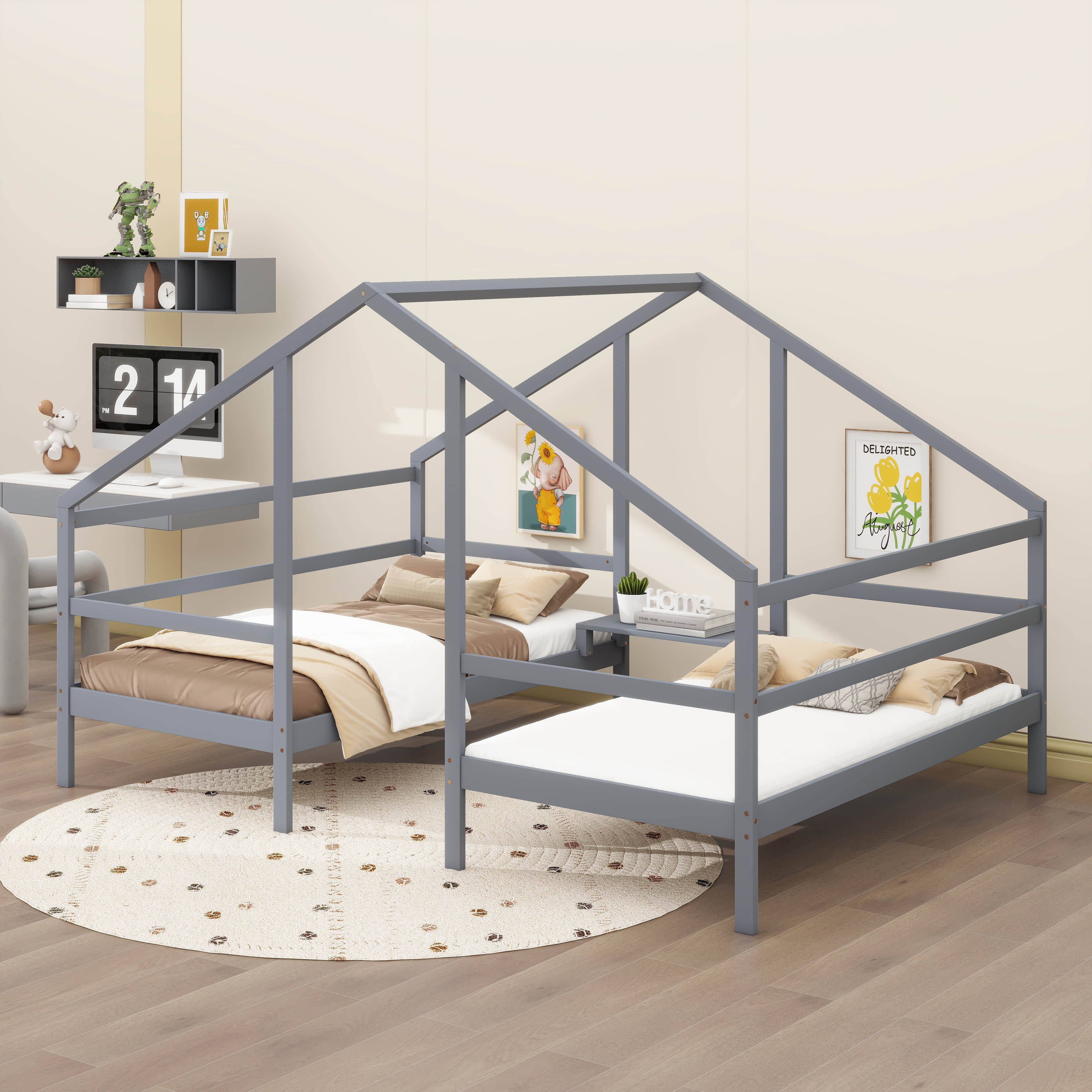 Harper Orchard Twin-Size Double Triangular Beds For Houses With A Built ...
