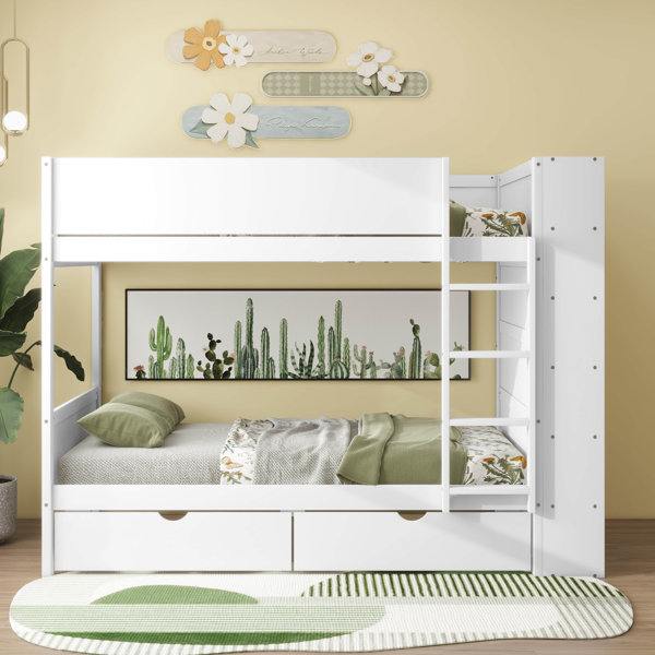 Harriet Bee Lit superposé simple au-dessus de simple avec 2 tiroirs et ...