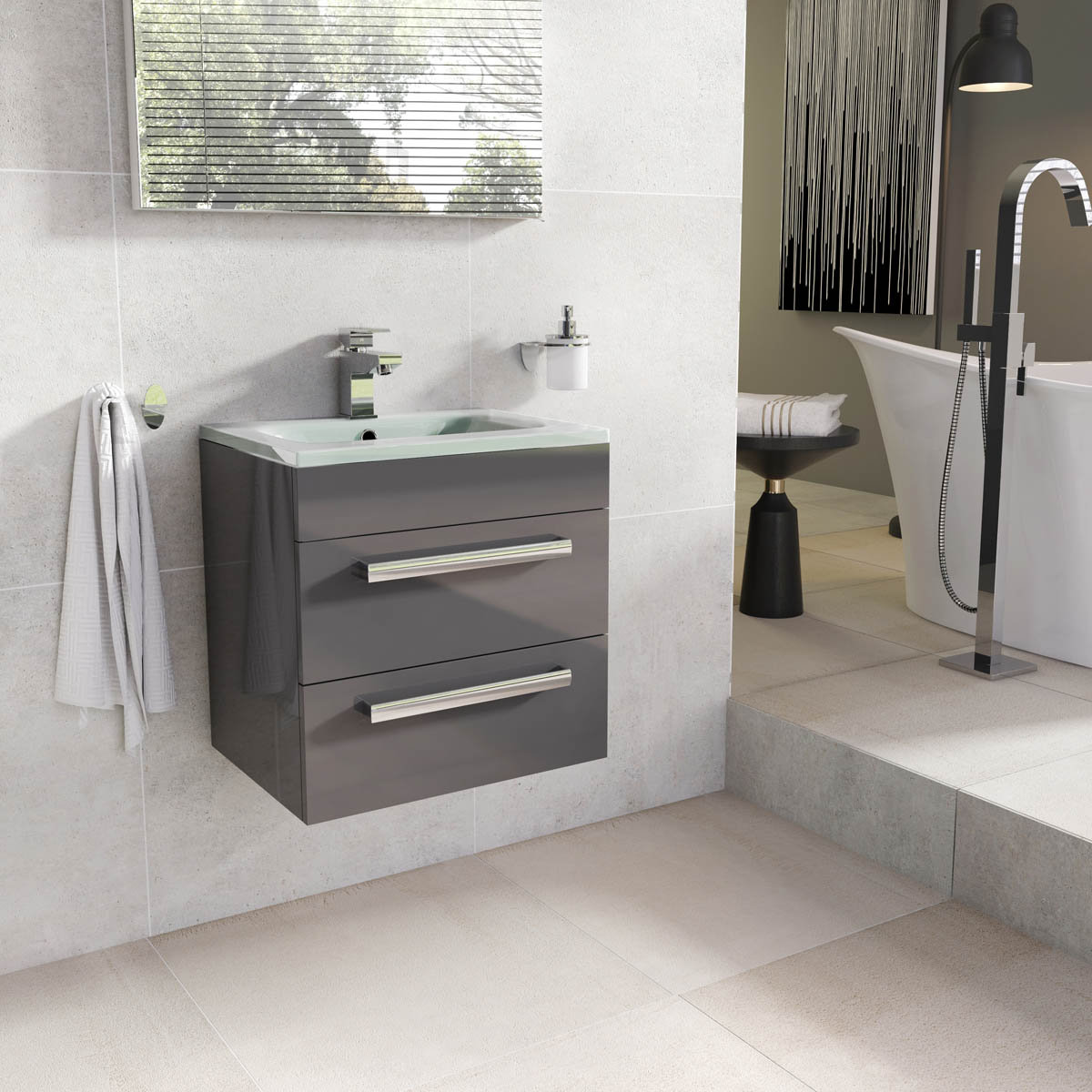 White Stone Whitfield 515mm Wall Mounted Vanity Unit | Wayfair.ie
