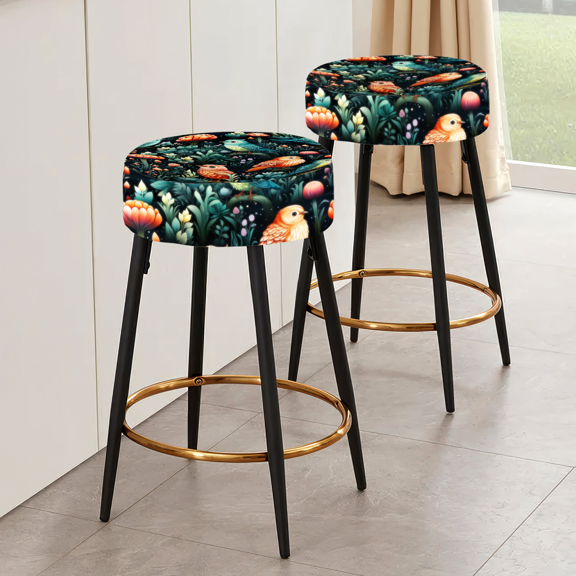 East Urban Home Trapani - Animal Print Bar Stools Set Of 2 | Wayfair