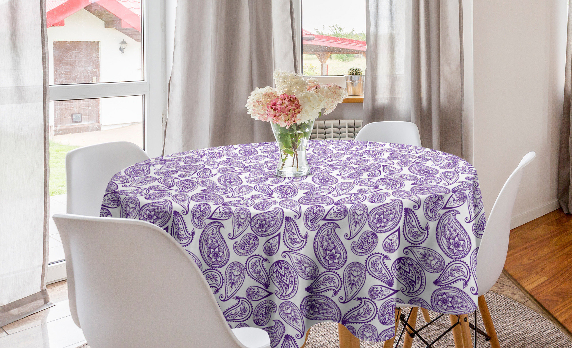 East Urban Home Ambesonne Paisley Round Tablecloth, Illustration Of ...