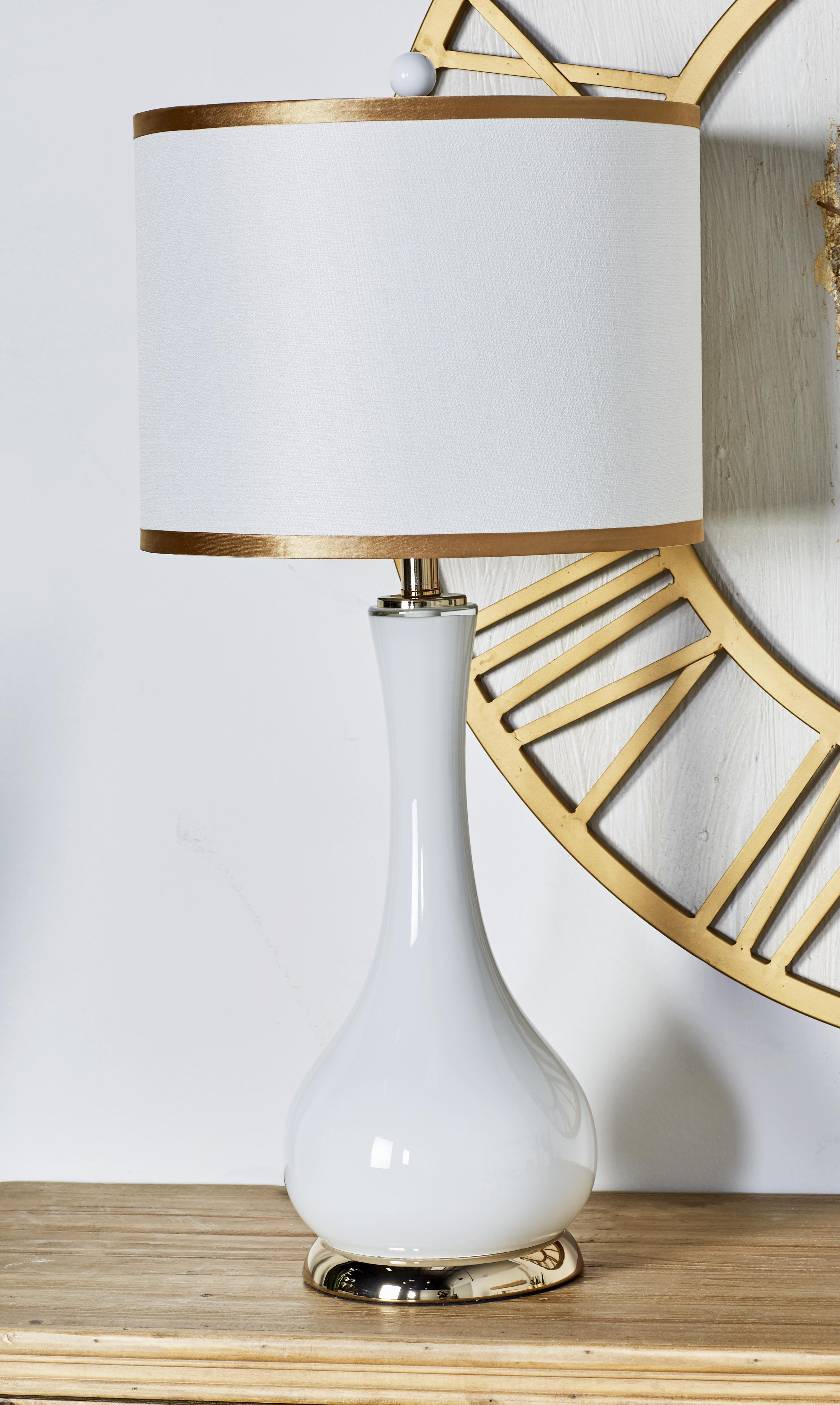 Ivy Bronx Calderone Metal White Table Lamp with Gold Accents Set | Wayfair