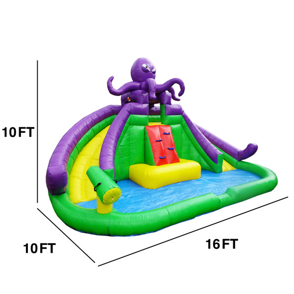 JumpOrange Octopus Water Slide with Splash Zone and Dual Slides for ...