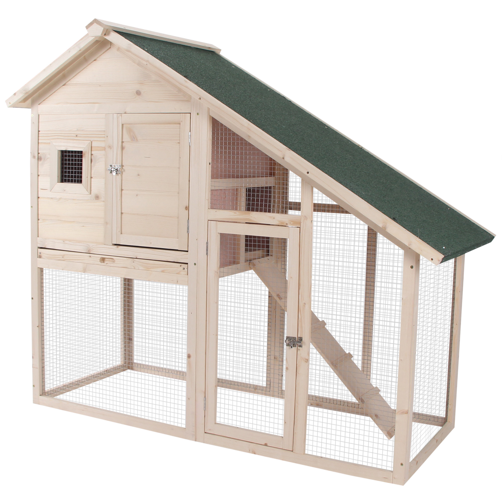 One Allium Way Spacious Multi-level Wood Rabbit Hutch Outdoor Pet Haven ...