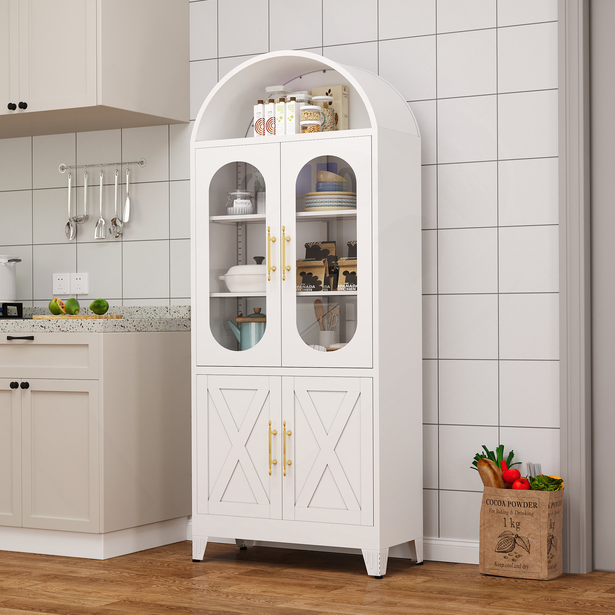 Latitude Run® Curved Top Four-Door Storage Cabinet, Perfect for ...