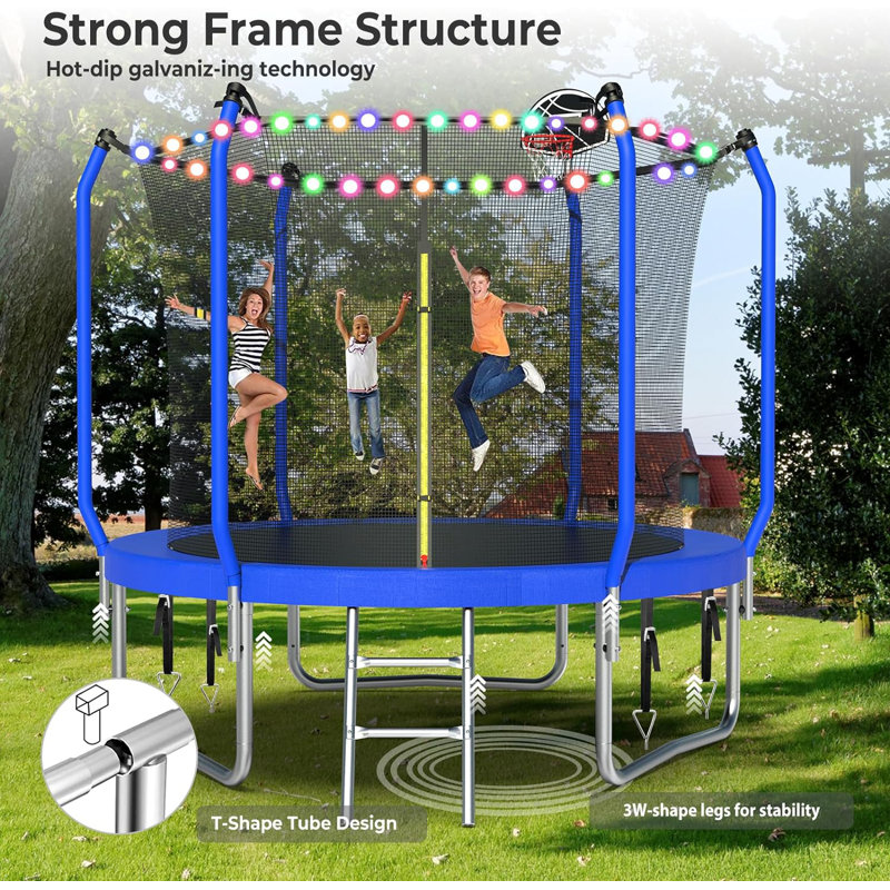 Sapphome Round Backyard Trampoline with Safety Enclosure | Wayfair