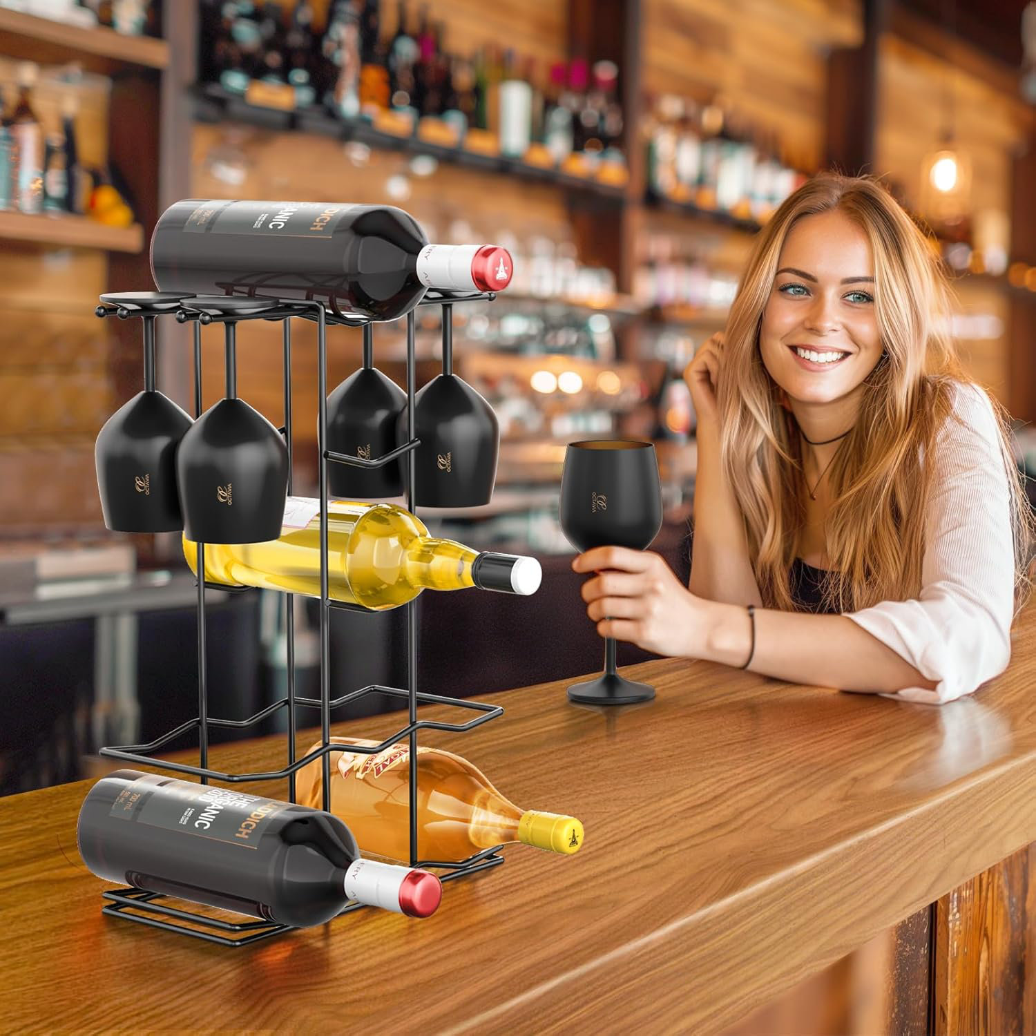 17 Stories Wine Racks Countertop, Metal Wine Holder Small Countertop ...