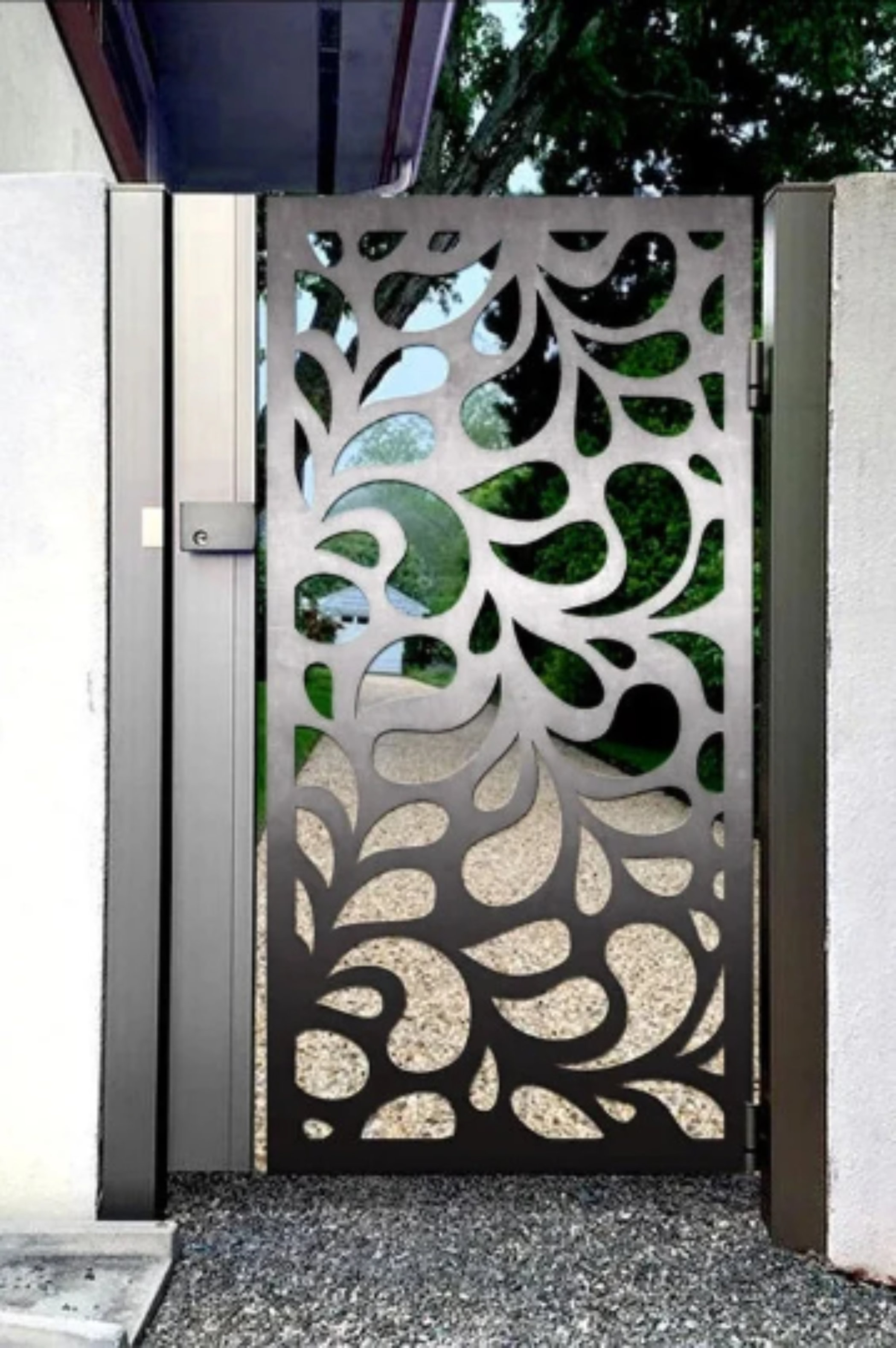 TAIMCO Laser Cut Artistic Doodle Design Wrought Iron Garden Gate ...