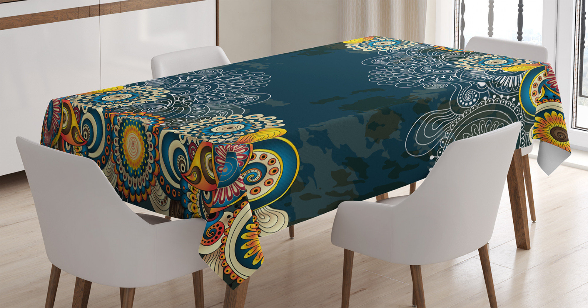 East Urban Home Psychedelic Dining Room Kitchen Tablecloth | Wayfair