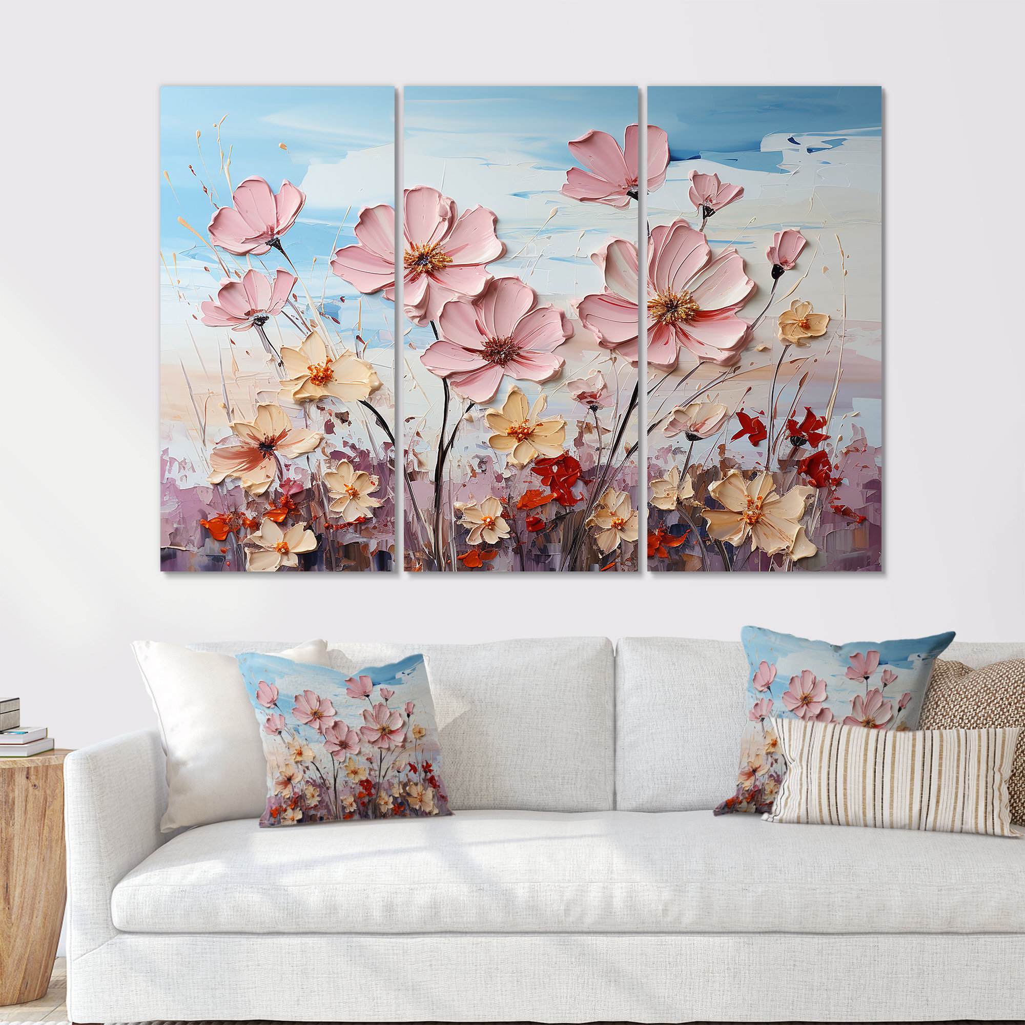 Red Barrel Studio® Pink Pansies Blooming Field - Flower Field Canvas ...