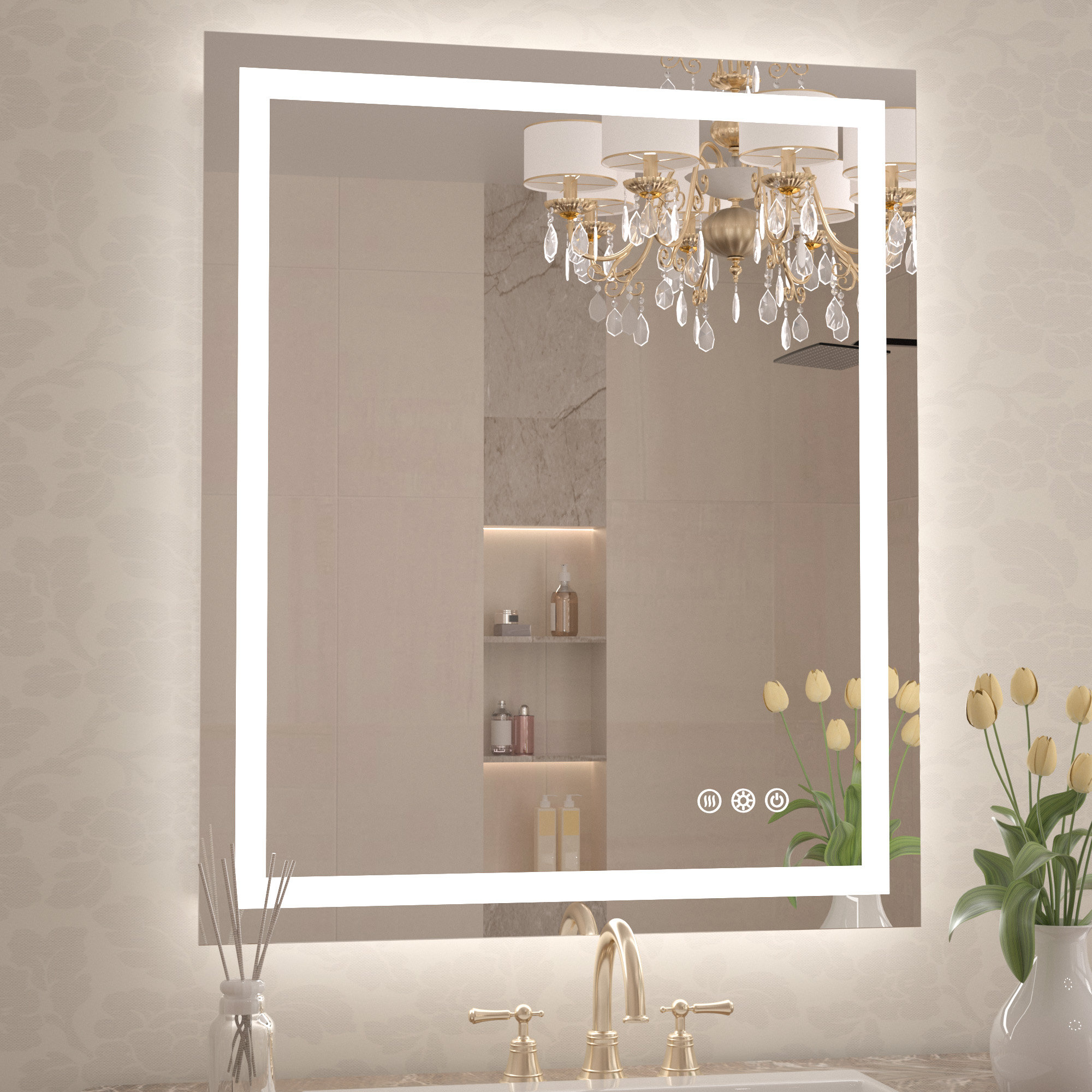 Ivy Bronx Katyusha LED Lighted Bathroom Vanity Mirror Frontlit ...