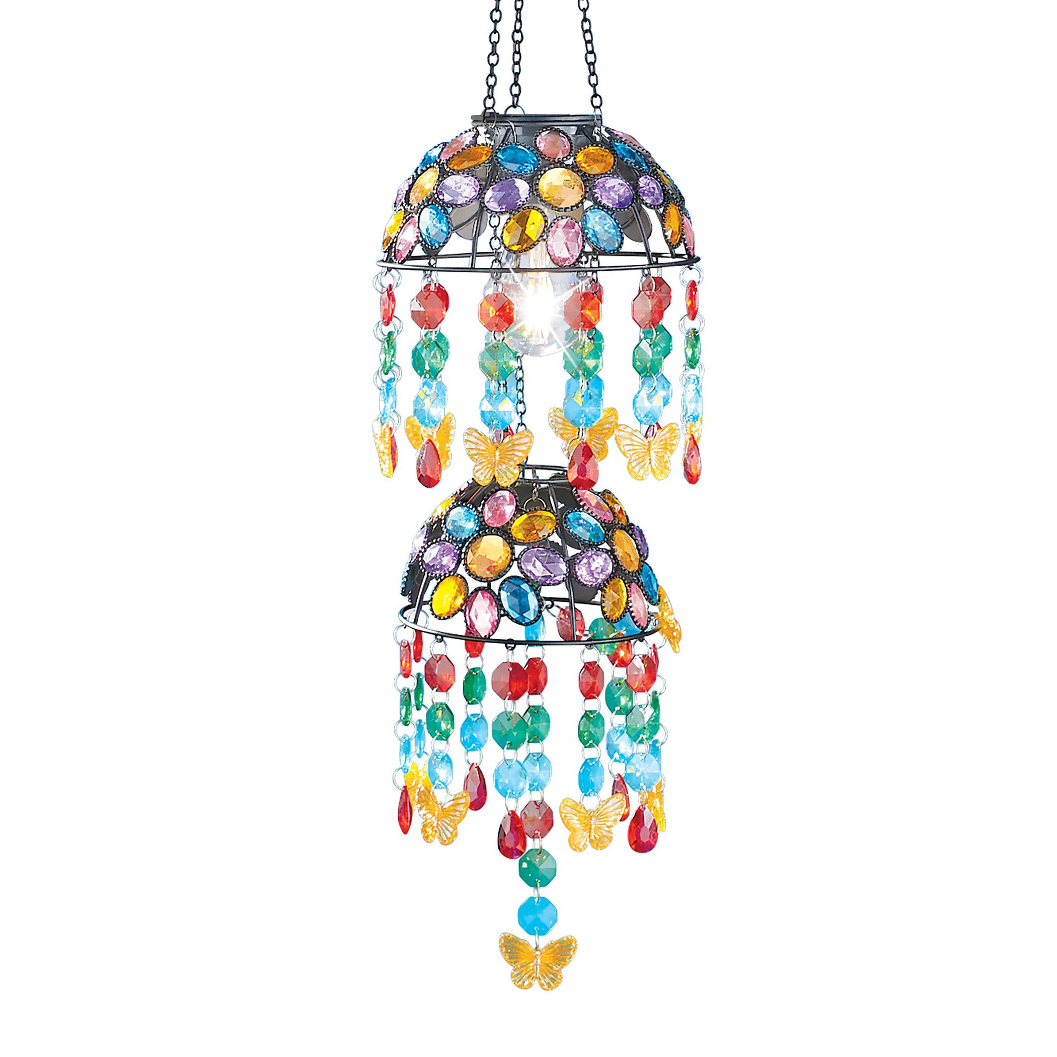 Rosalind Wheeler Solar Powered Two Tier Chandelier Garden Mobile | Wayfair