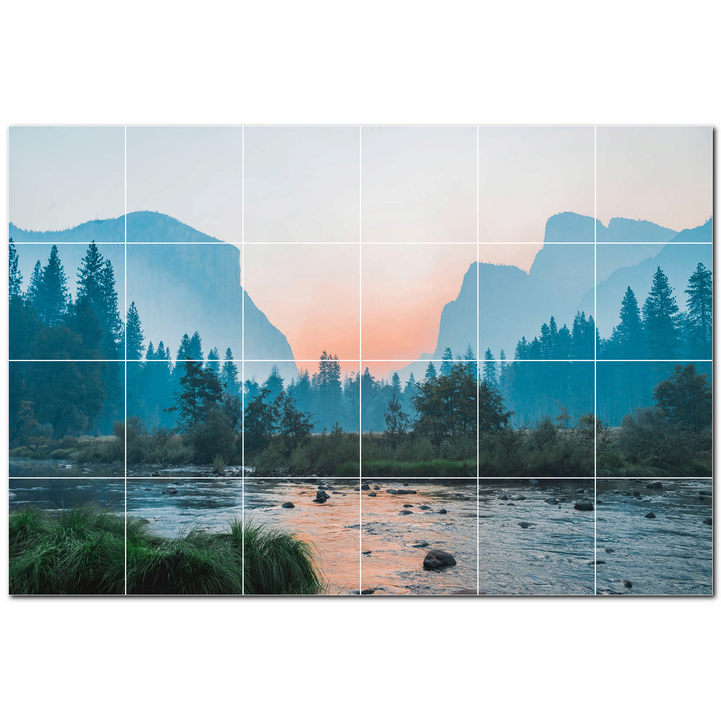 Picture-Tiles.com 48" x 32" Ceramic Mountains Photo Decorative Mural ...