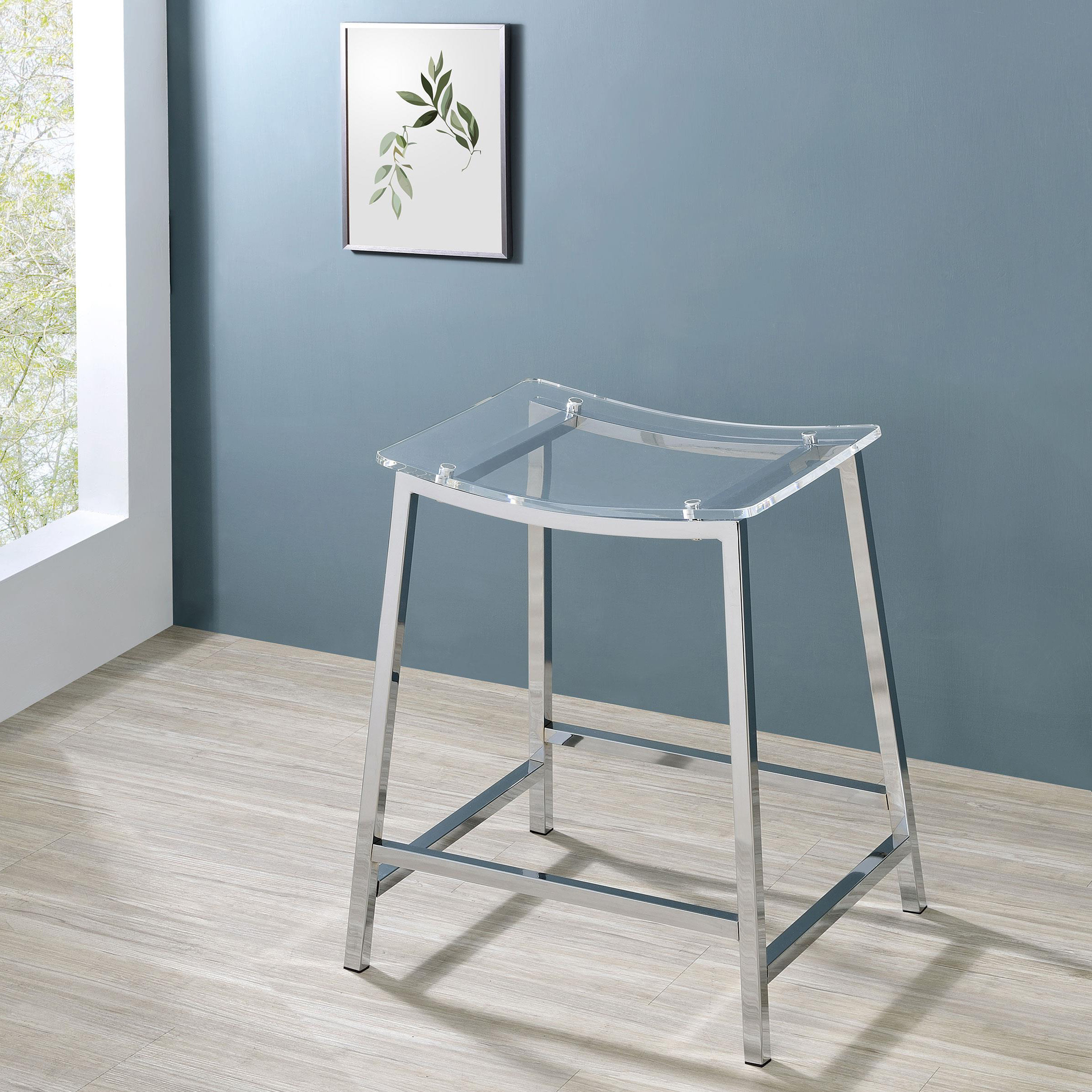 Everly Quinn Acrylic Backless Counter Stool Chrome (Set of 2) | Wayfair