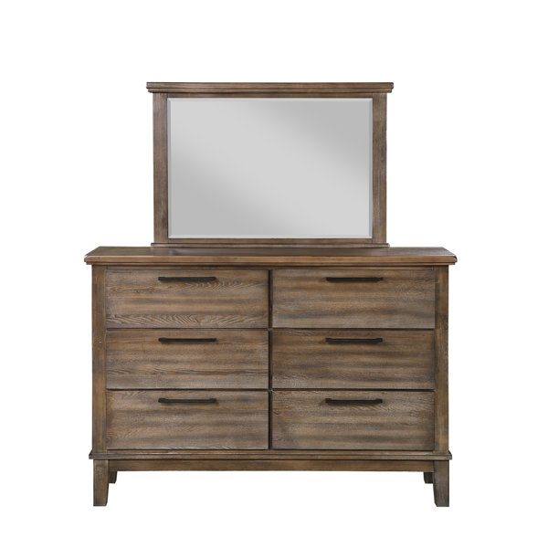 Steelside™ Bengal 6 Drawer Double Dresser with Mirror & Reviews | Wayfair