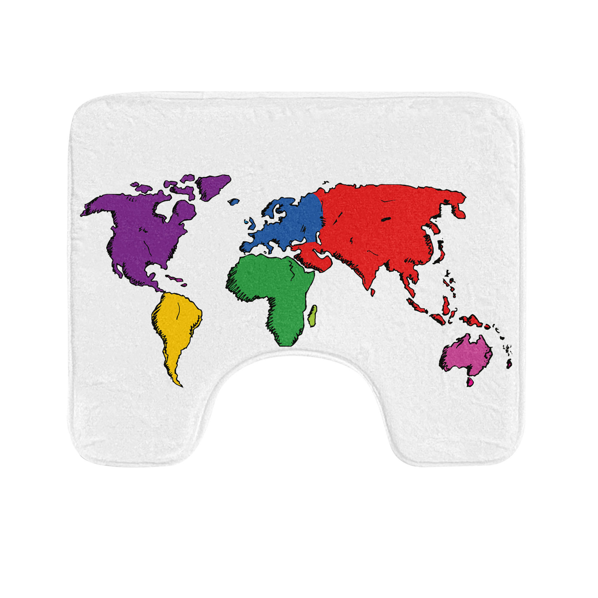 East Urban Home World Map Toilet Mat U-Shape Bathroom Rug 20 ...