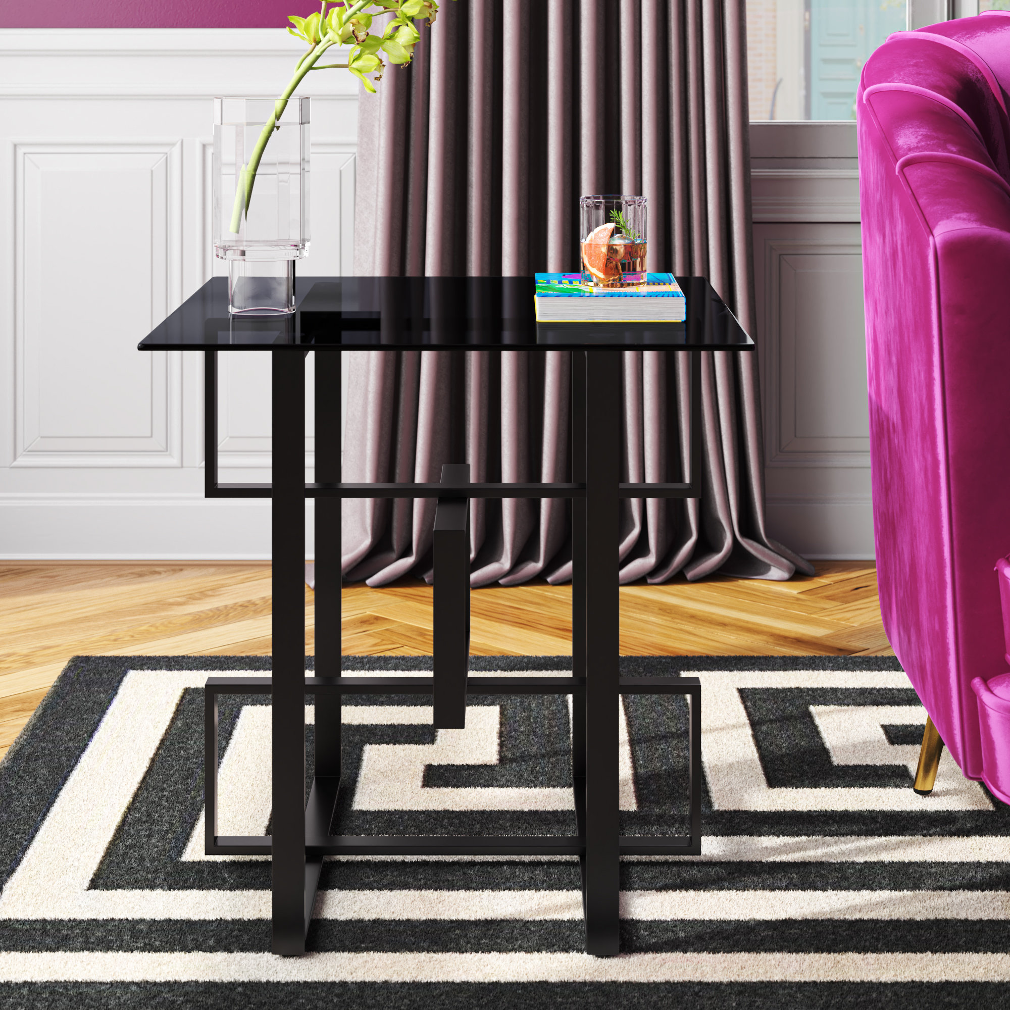 Etta Avenue™ Sanjaya Glass Abstract End Table "& Reviews" | Wayfair