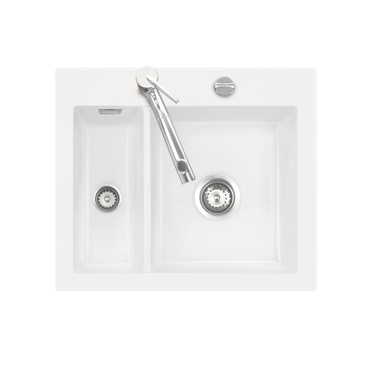 Systemceram Mera 510mm W Ceramic Inset Kitchen Sink with 1 Faucet Hole ...