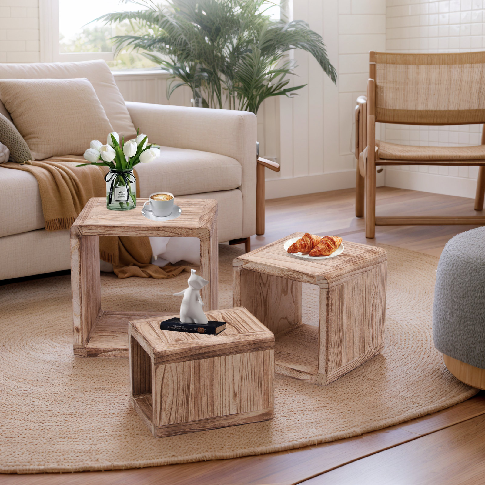 Loon Peak® Solid Wood Nesting Tables (Set of 3) | Wayfair