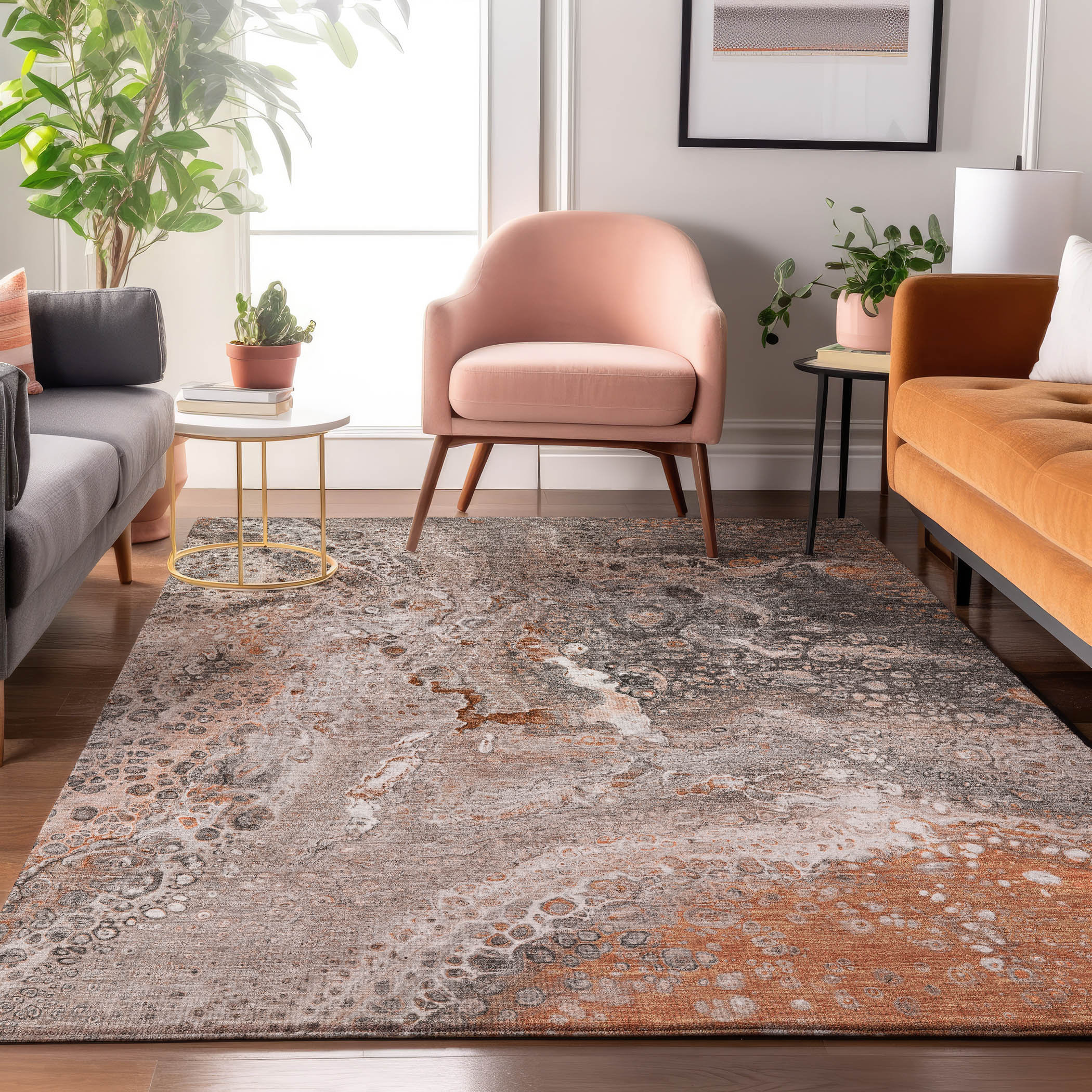 Wade Logan® Premium Machine Washable Cerrito AMF588 Terracotta Rug ...