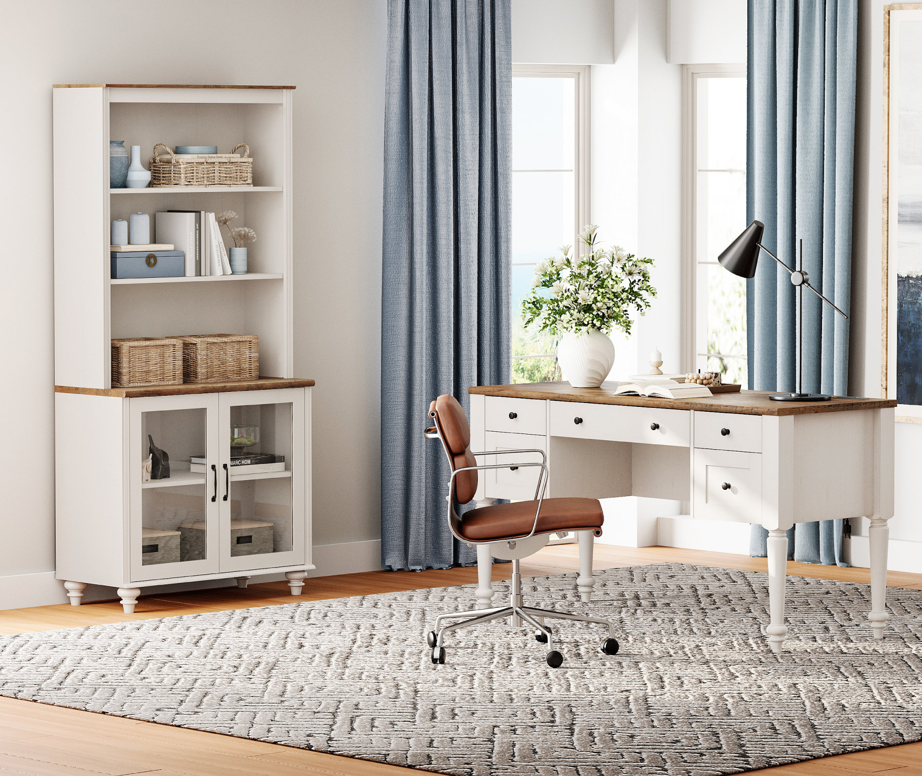 Ophelia & Co. 2 Piece Office Set, 56" Executive Desk & Bookcase With ...